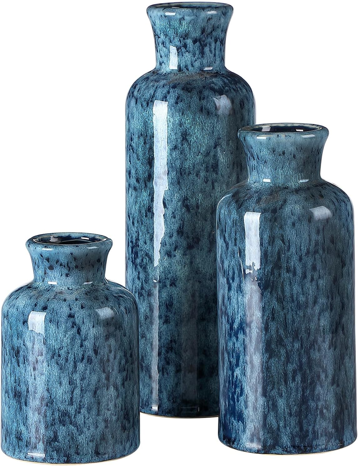 Amazon.com: CWLWGO-Blue Ceramic Vases Set - Small Blue Vases, Farmhouse ...