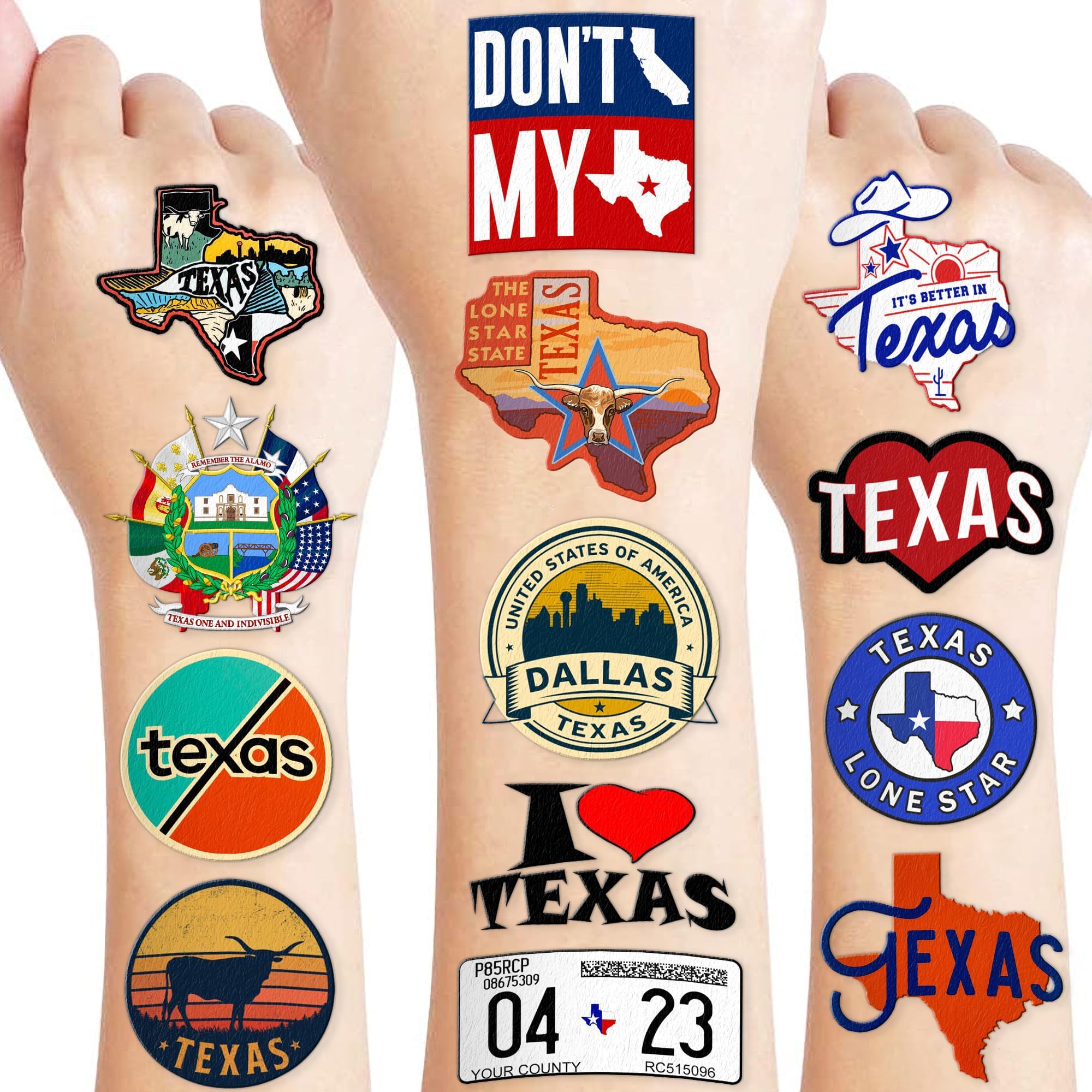 Amazon.com : Texas State Map Flag Pride Stickers Temporary Tattoos ...