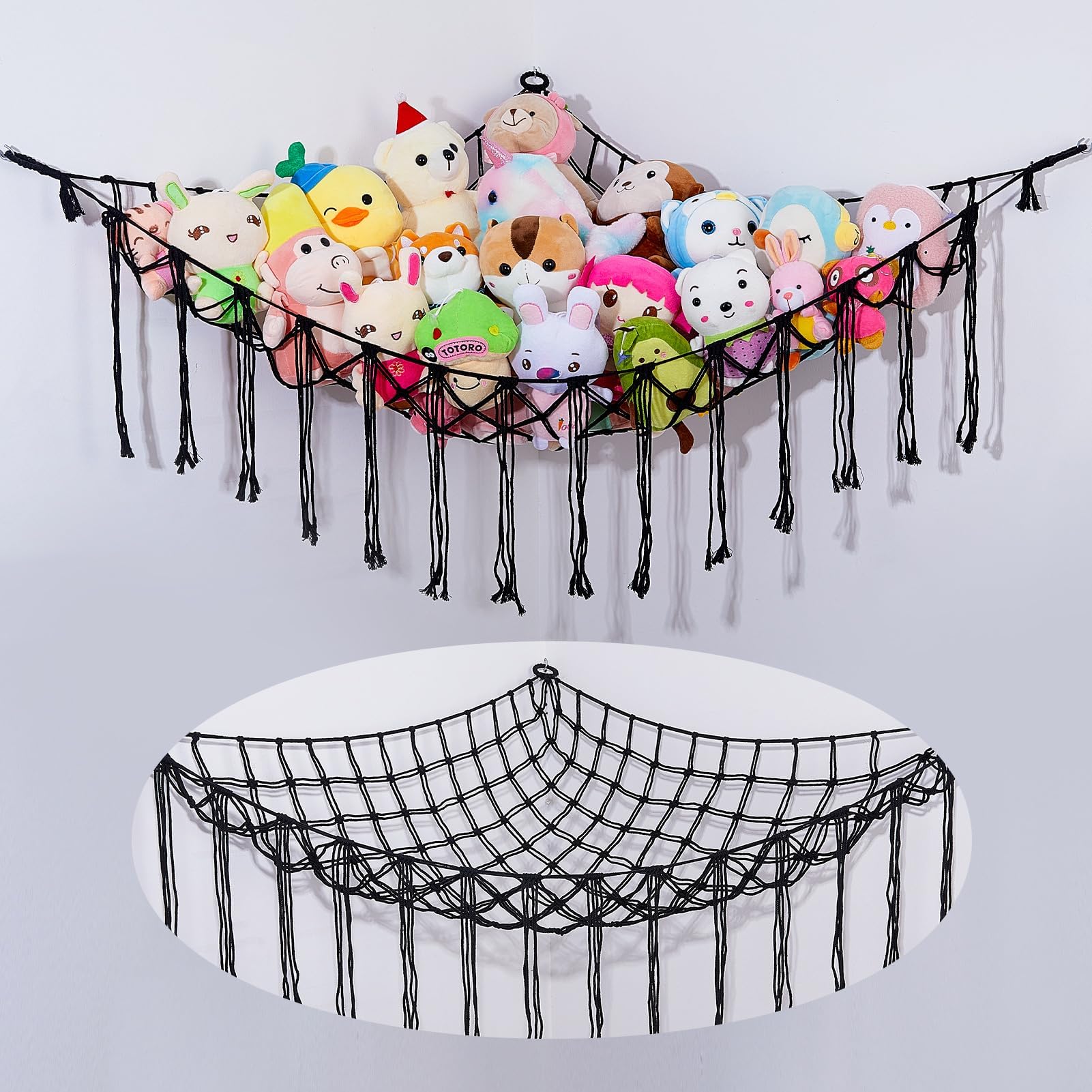 ALFA ACE Pack of 2 Toy Storage Hammock - Large Mesh Plush Holder ...
