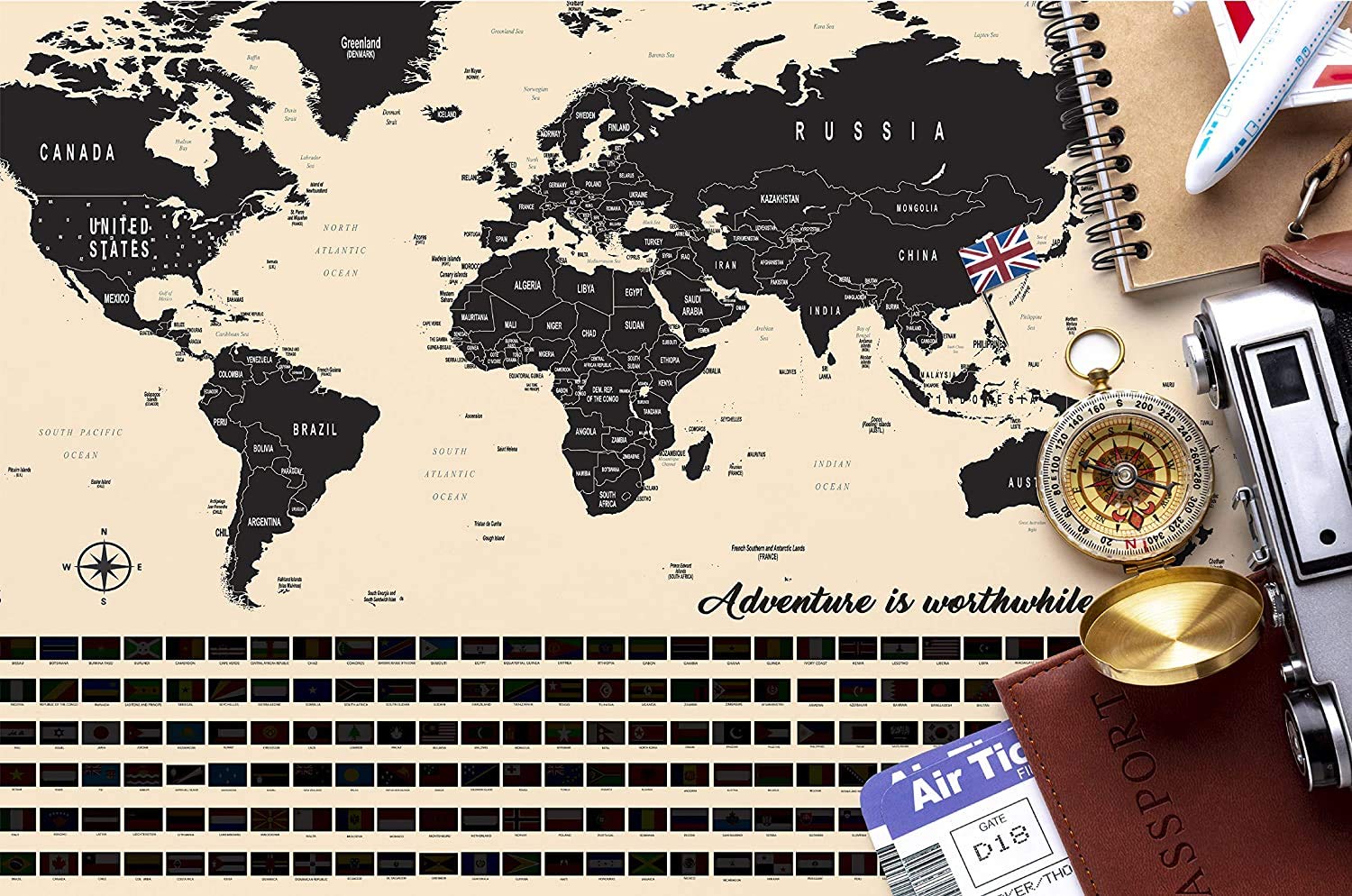 TIROTECHS Scratch Off Map-Scratch Map XL 33x23-Scratch Off Map of The ...