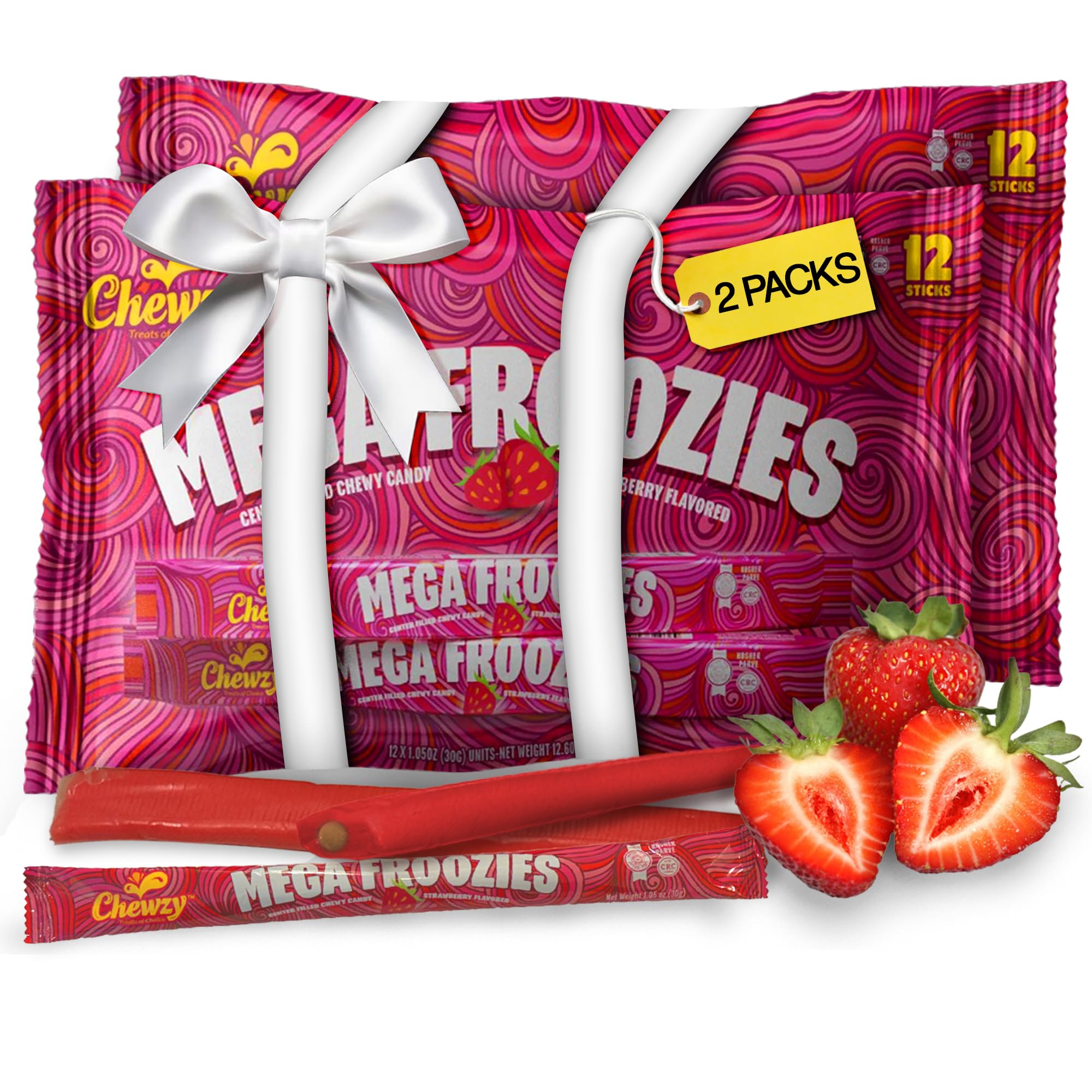 Amazon.com : 24 Mega Froozies Center Filled Chewy Candy Sticks - Bulk ...