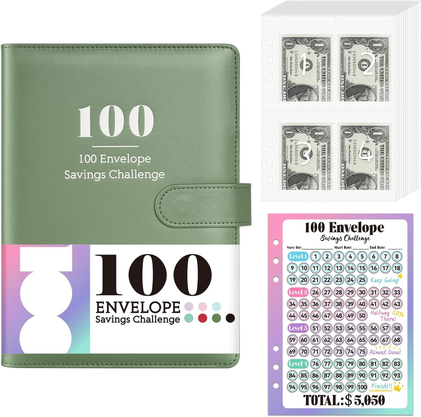 Amazon.com : 100 Envelope Challenge Binder | Easy and Fun Way to Save ...