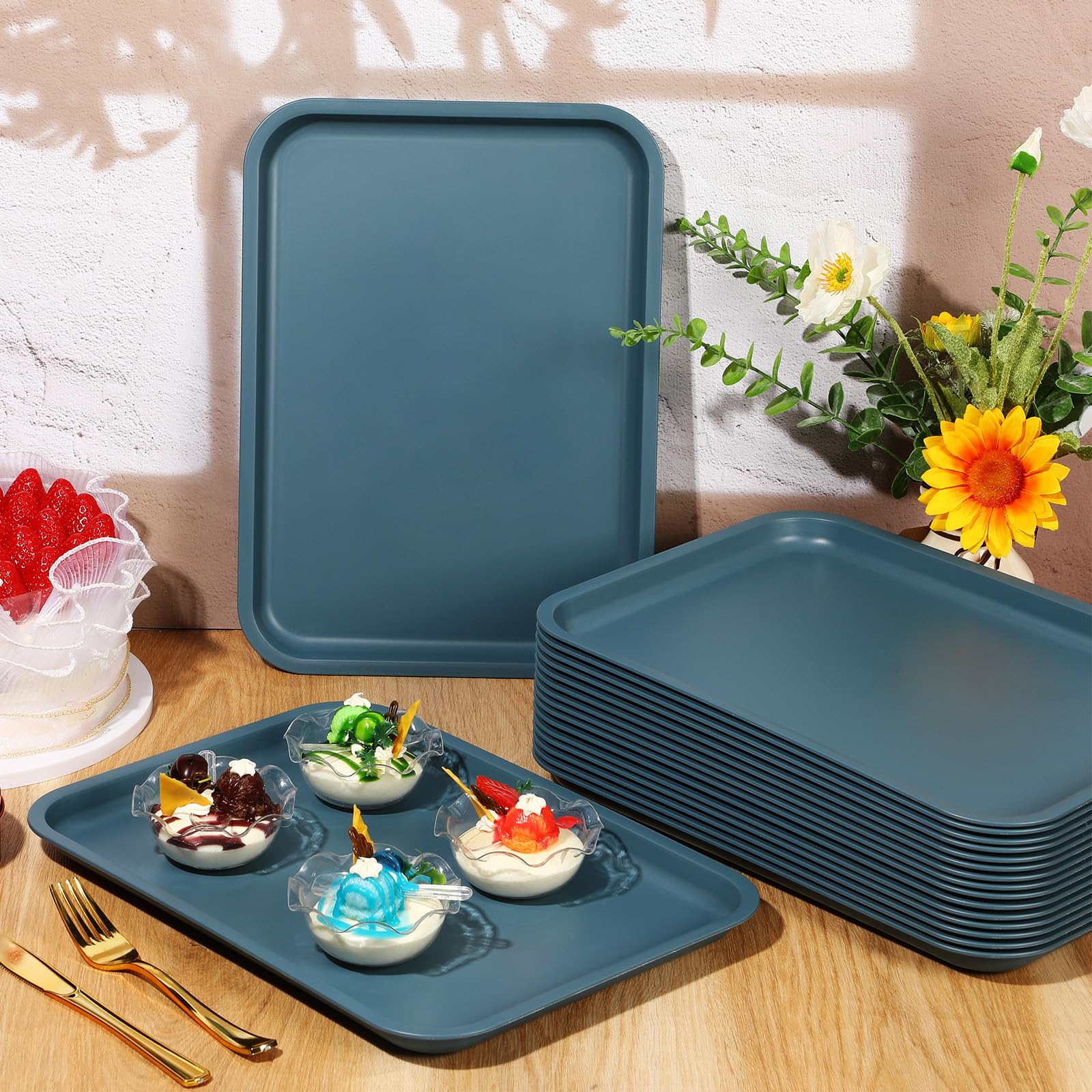 Snapklik.com : Maxdot 40 Pcs Cafeteria Trays, 9" X 12" Plastic Fast ...