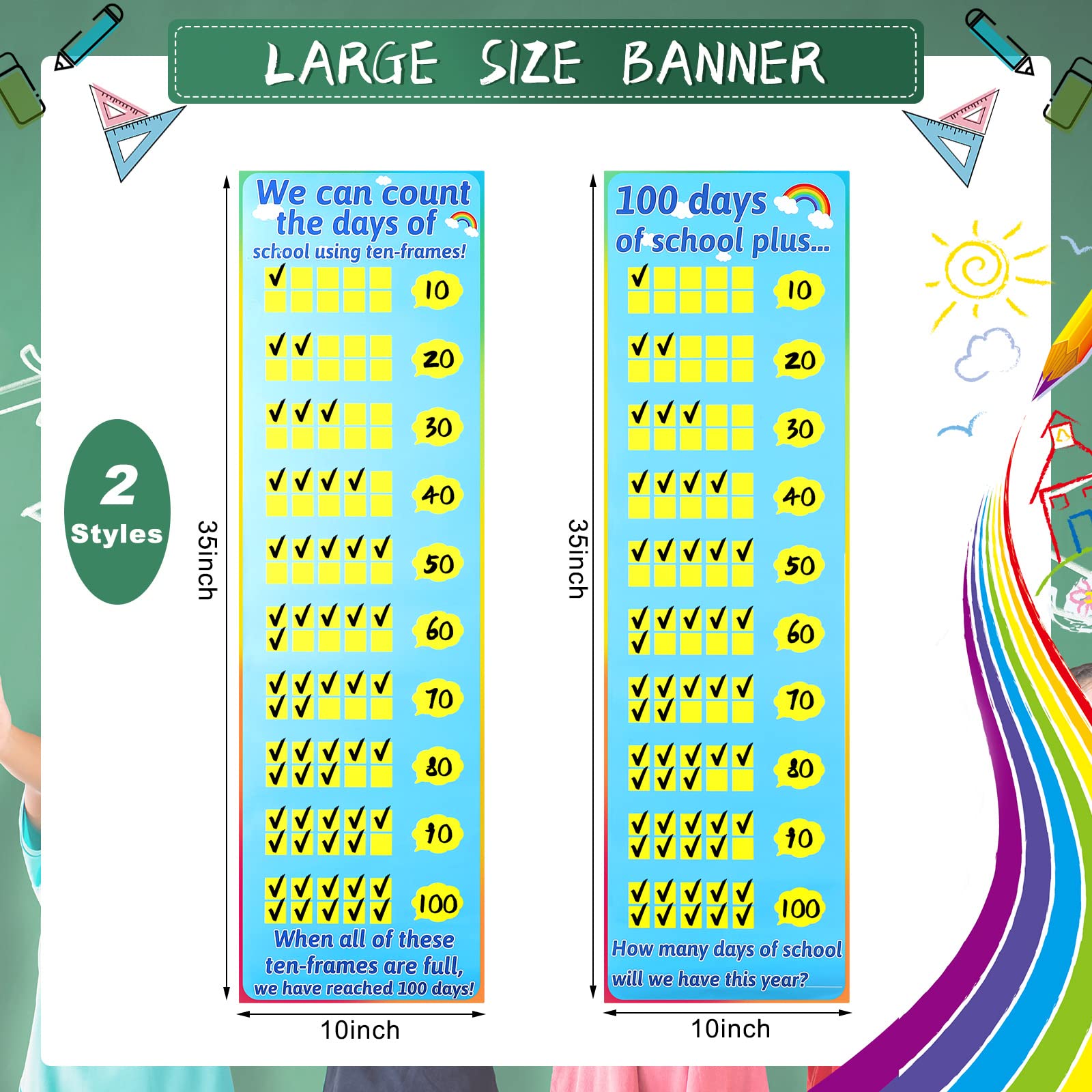 Snapklik.com : Teling 2 Pieces 100 Days Counting Days Of School ...