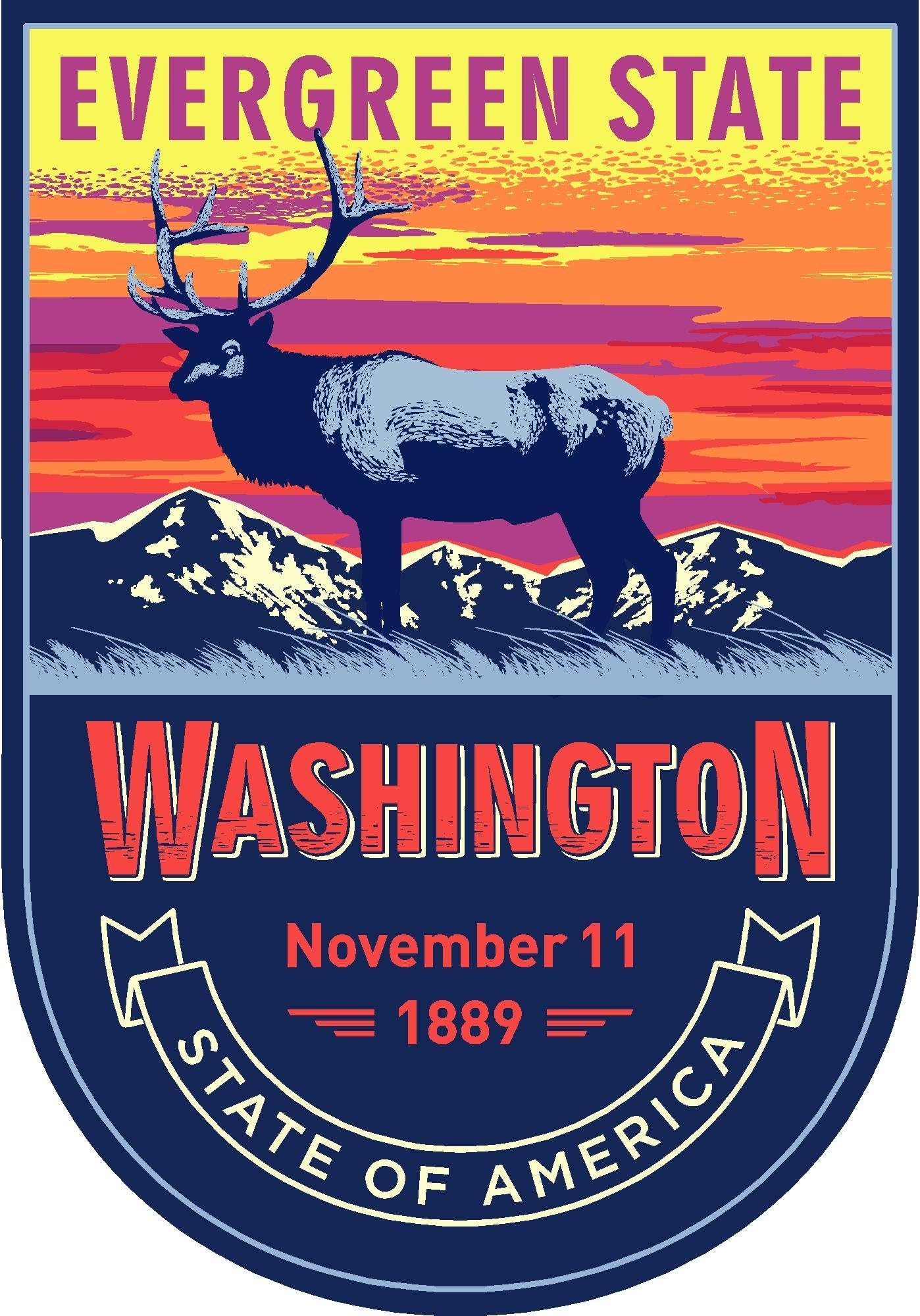 Amazon.com: Washington State Shaped Flag Sticker Self Adhesive Vinyl ...