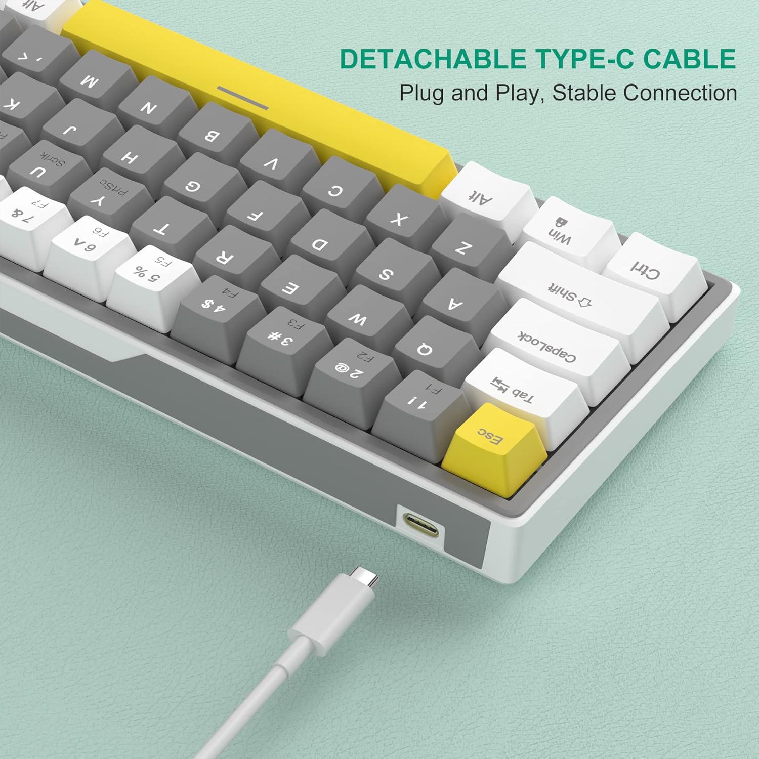 Buy 60% Mechanical Gaming Keyboard, 68 Keys Hot-Swappable Compact Blue ...