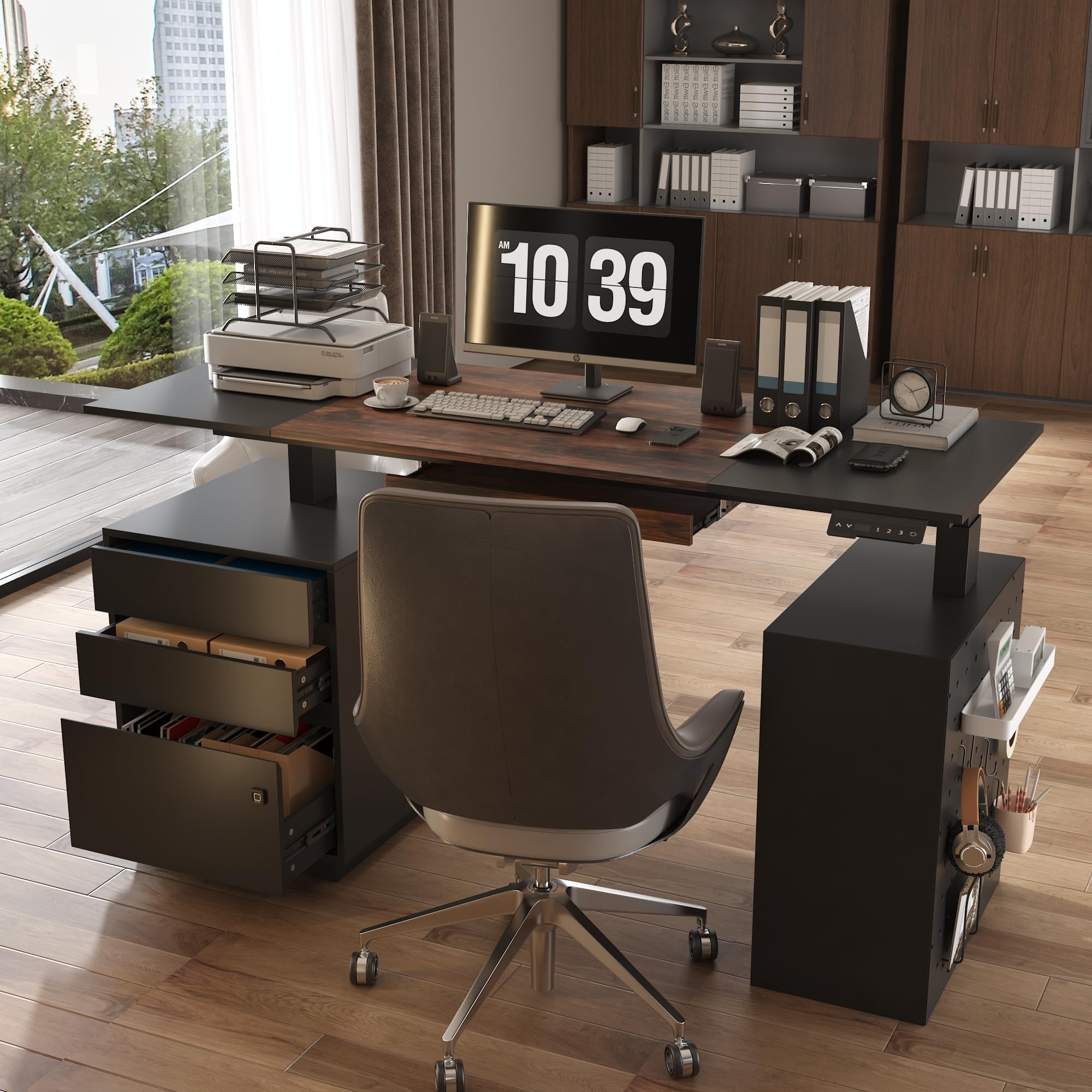 Amazon.com: Homsee 2-in-1 Electric Height Adjustable Standing Desk with ...