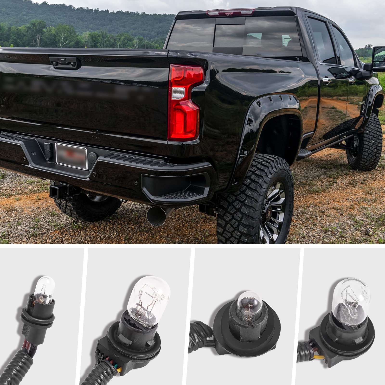 TEMSONE Passenger Side Tail Light Chrome Red Lens with Wiring Harness ...