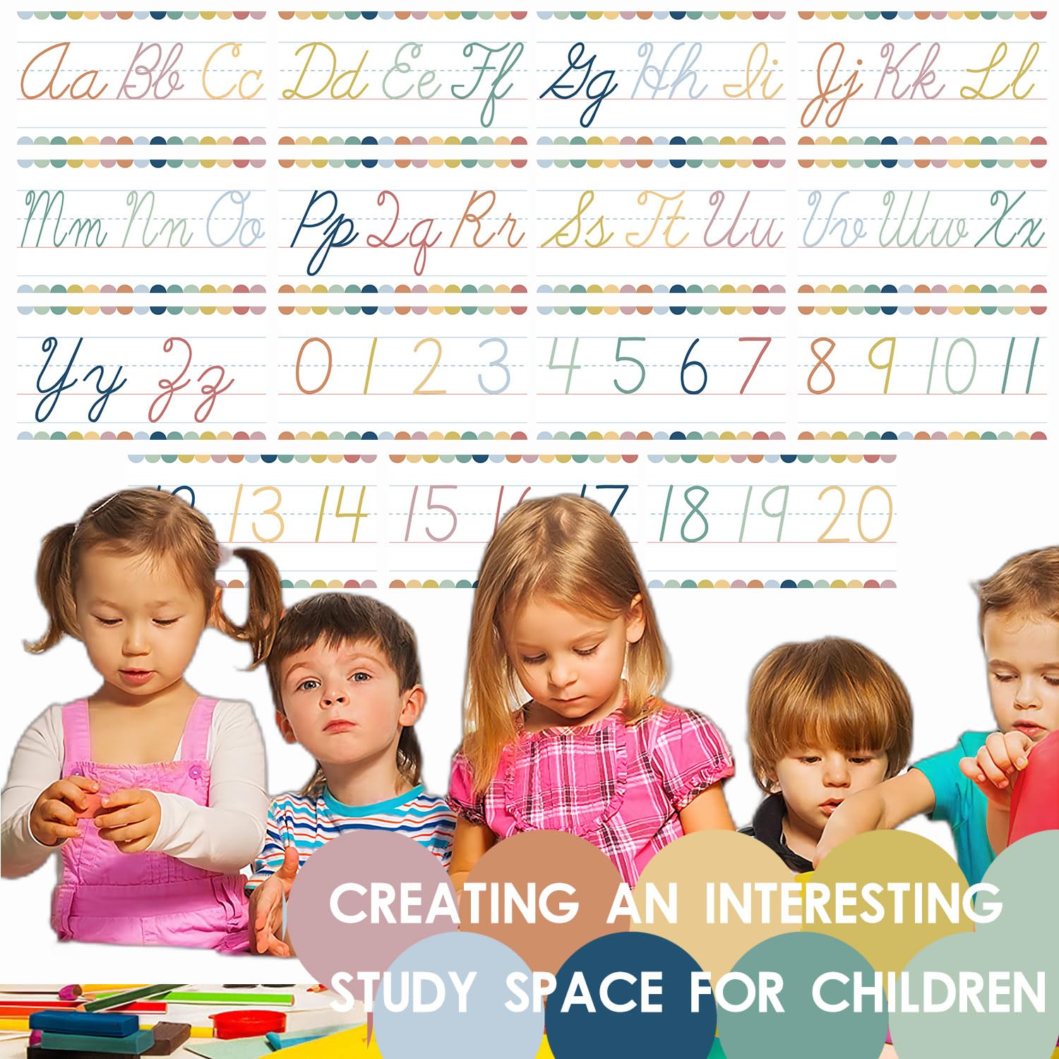 Snapklik.com : 15 Pieces Cursive Alphabet Line Bulletin Board Set ...