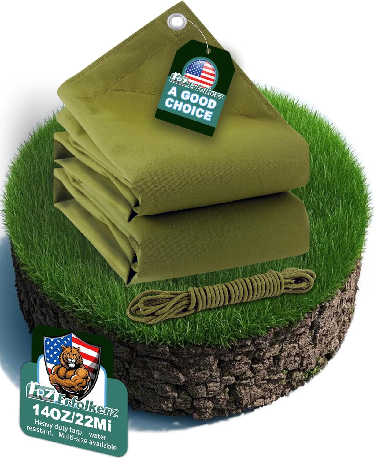 Erfolkerz Canvas Tarp 8x10ft 22Mil Water-Resistant Tarps with Aluminum ...