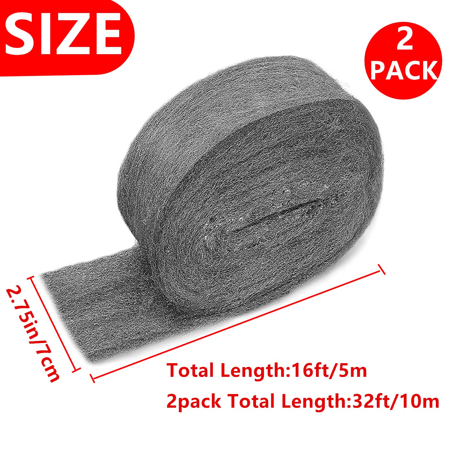 Snapklik.com : 32FT Steel Wool Roll, Antfees Steel Wool Fill Fabric ...