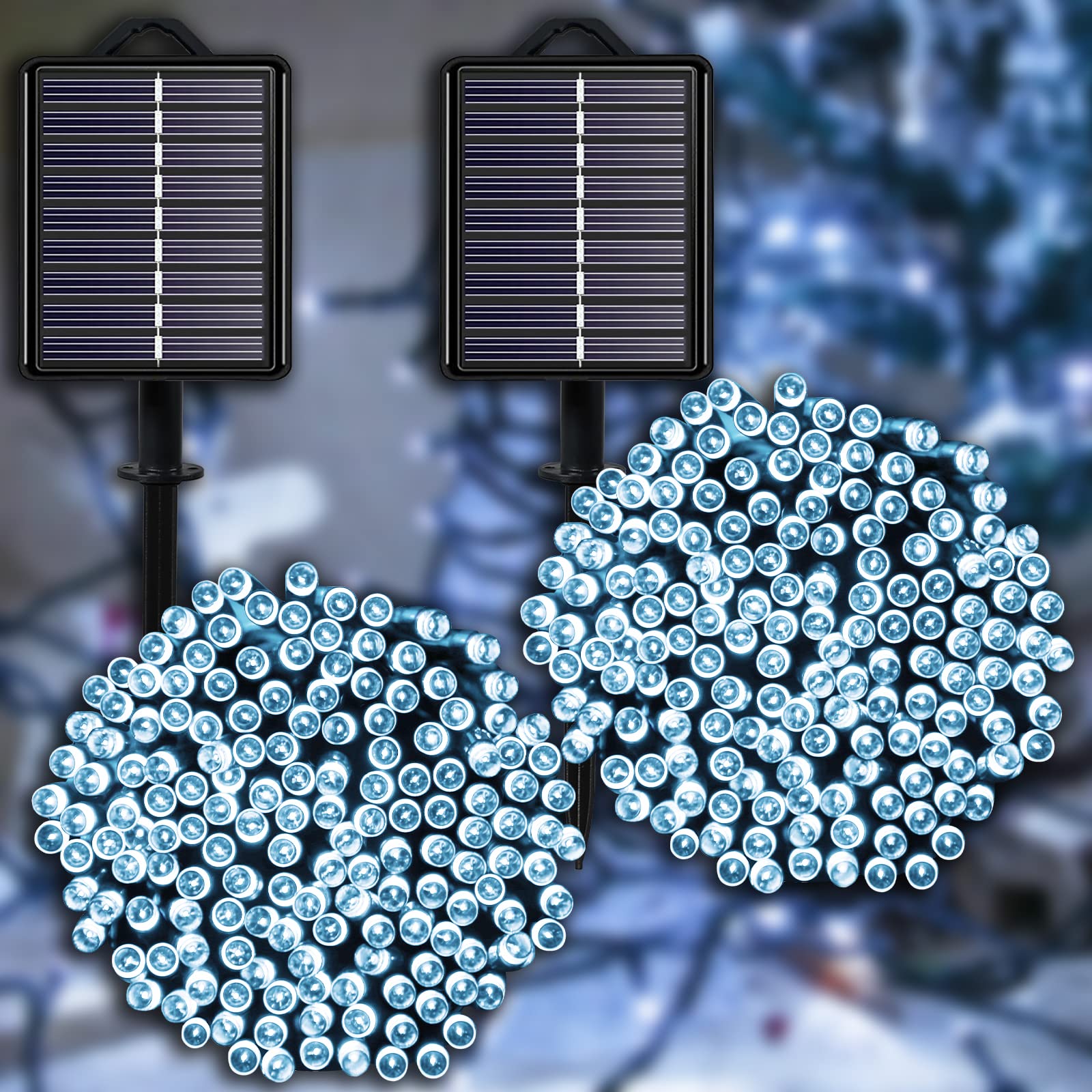 YAOZHOU Solar Cool White Christmas Lights String Outdoor Waterproof 2 ...