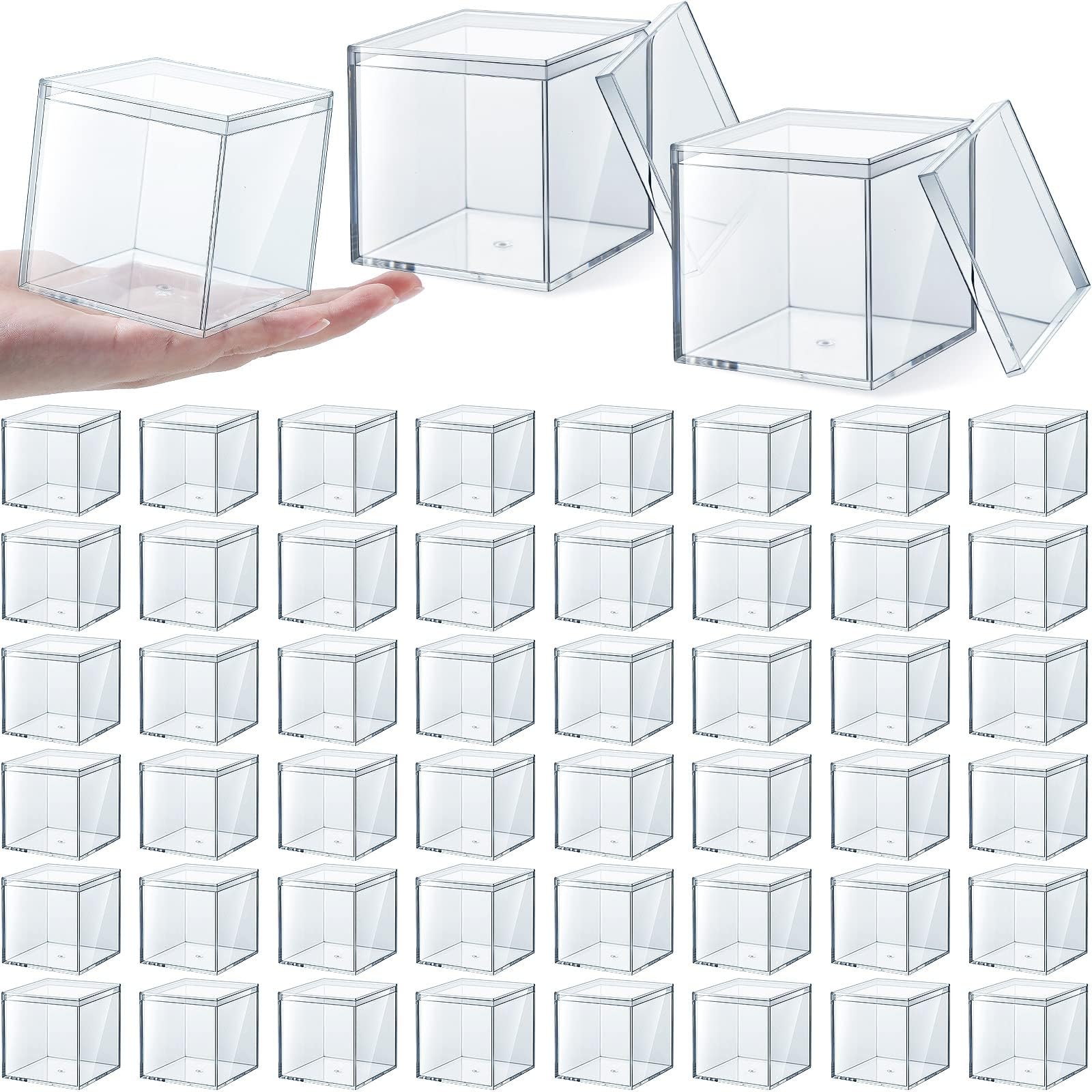 Amazon.com: 36 Pack Acrylic Box, Small Clear Plastic Square Cube Box ...