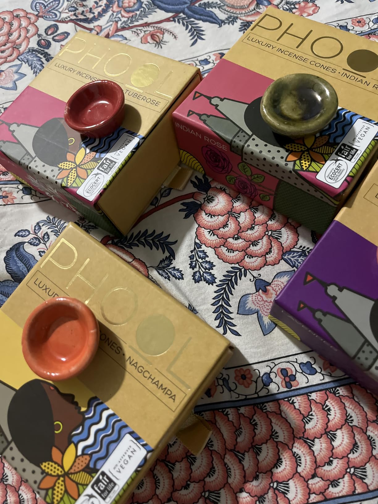 PHOOL LUXURY INCENSE Natural Incense Cones (Bundle Pack of 4) I Special ...