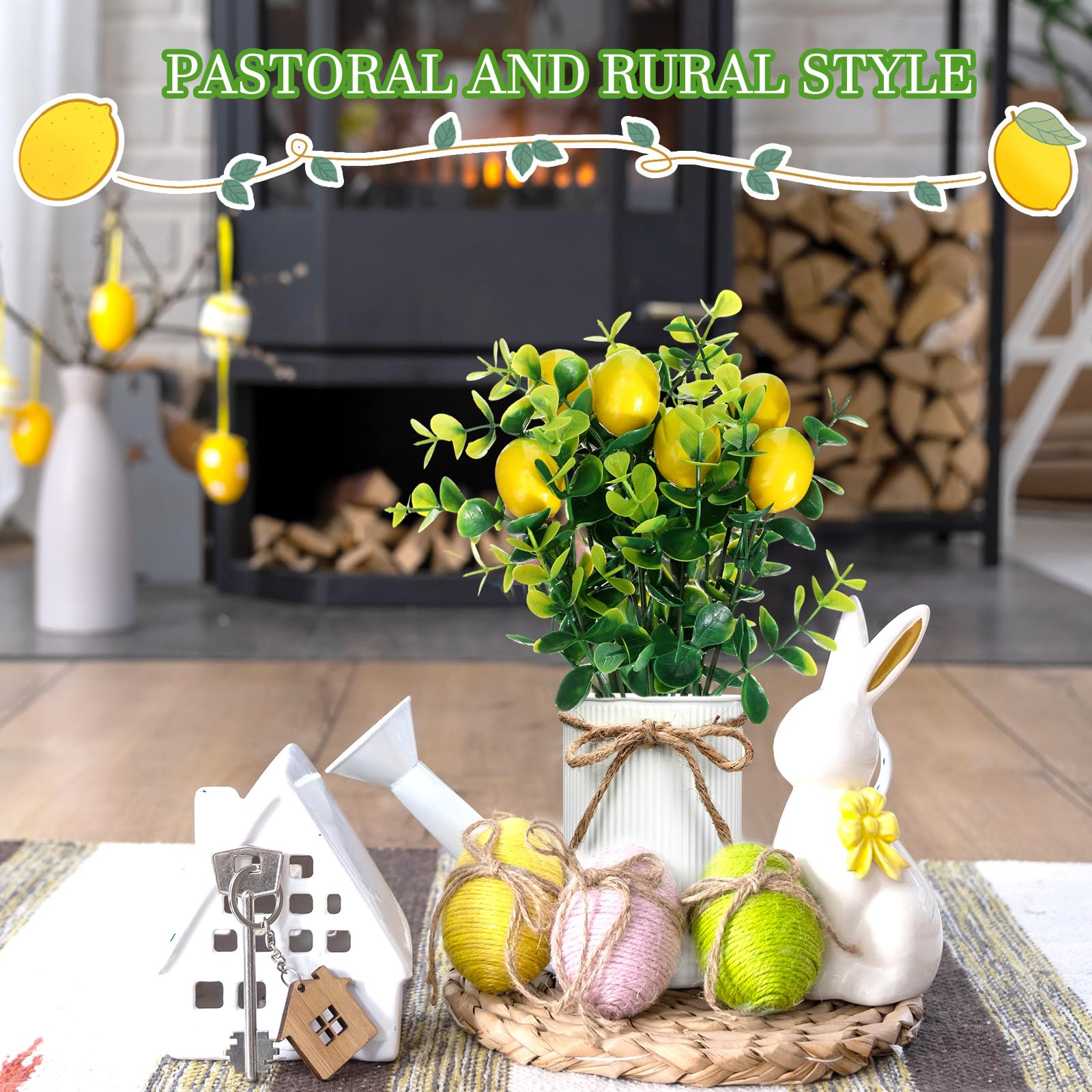 Dandat 8 Pack Faux Lemon Kitchen Decor and Accessories Metal Lemon ...