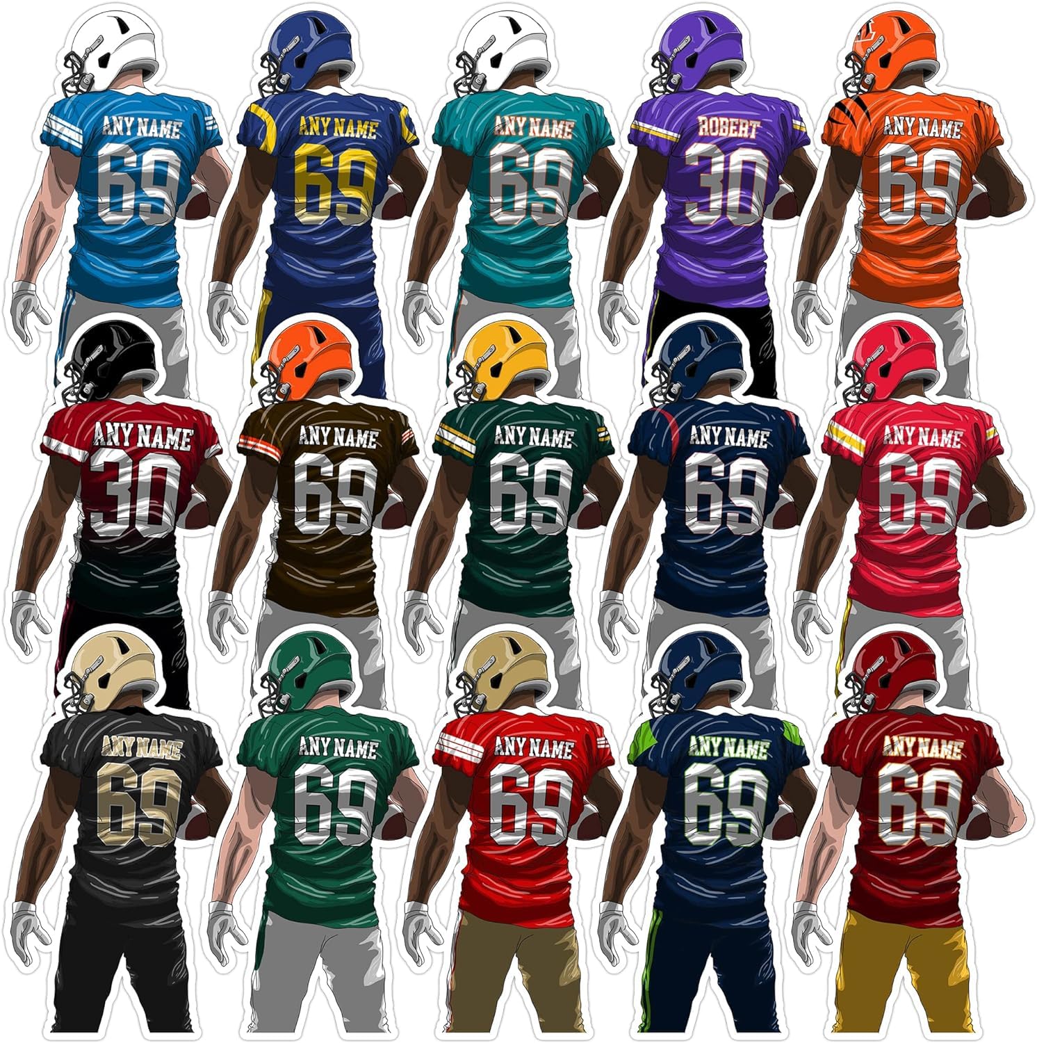 Amazon.com: Personalized Custom Football Player Jerseys Sticker Custom ...