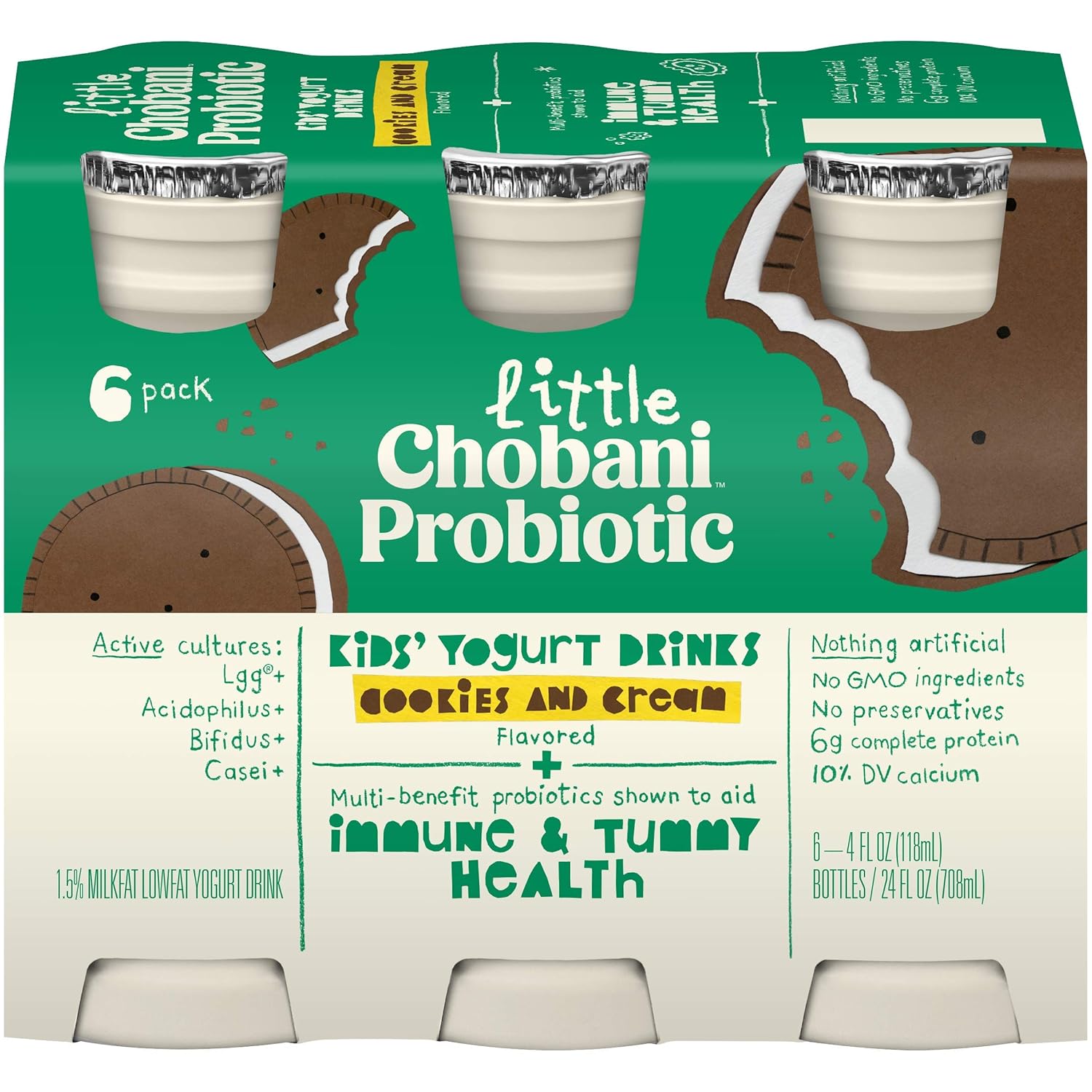 Amazon.com: Chobani Little Probiotic Drinks Cookies Cream, 4oz (6 pack ...