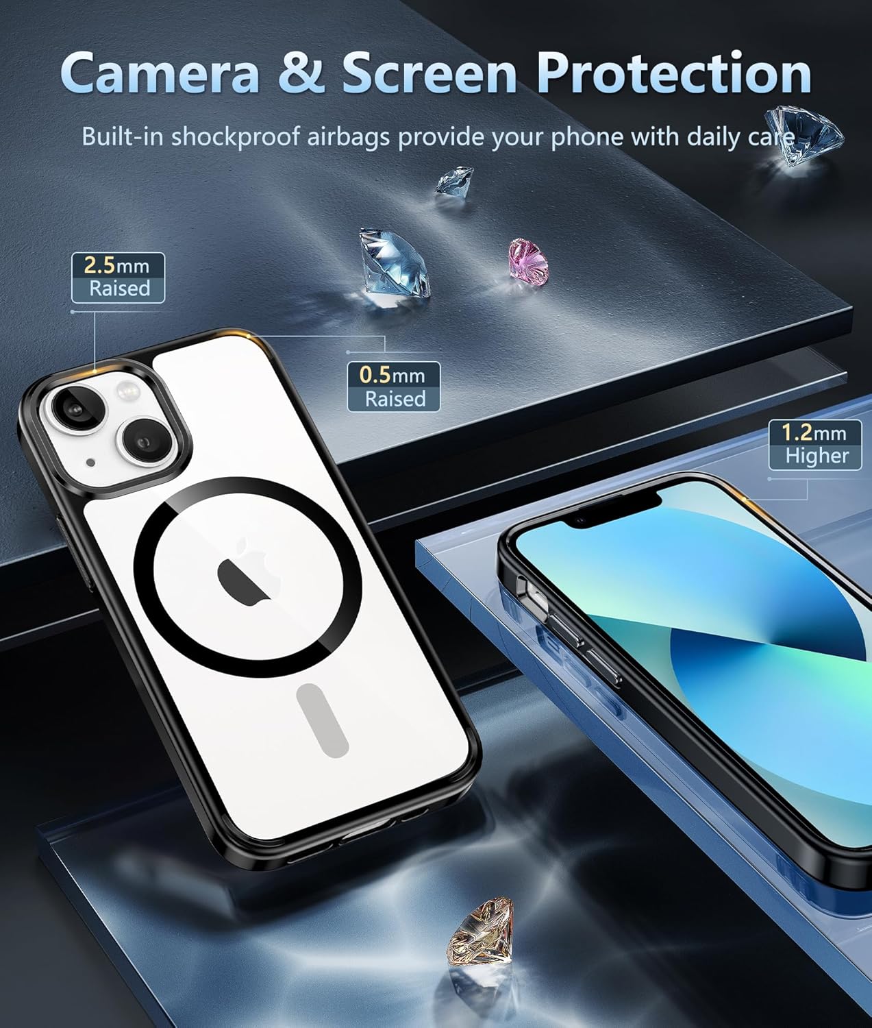 FNTCASE for iPhone 13 Mini Case: iPhone 12 Mini Magnetic Slim Clear ...