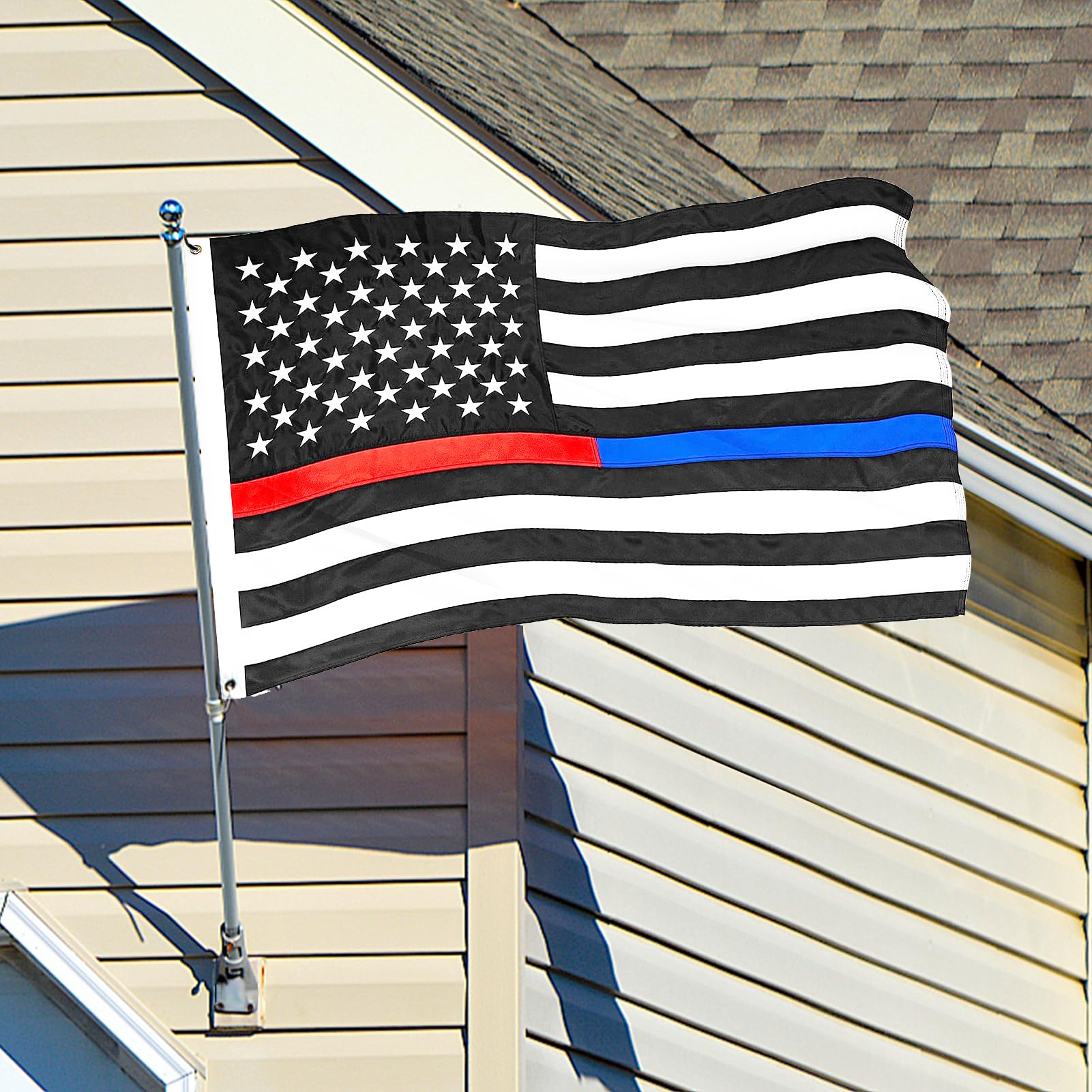 Eurmax USA Thin Blue Line Police & Thin Red Line Firefighter Flag Kit ...