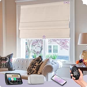 Amazon.com: Graywind Smart Roman Shades Compatible with Alexa Google Rechargeable Motorized ...