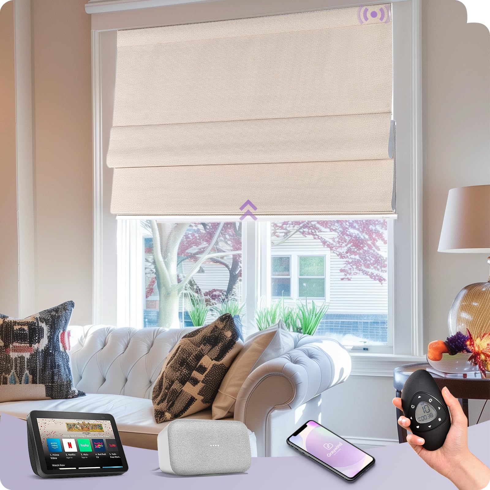 Amazon.com: Graywind Smart Roman Shades Compatible with Alexa Google ...