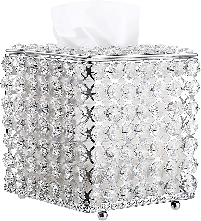 Amazon.com: Sumnacon Crystal Square Tissue Box Cover - Decorative ...