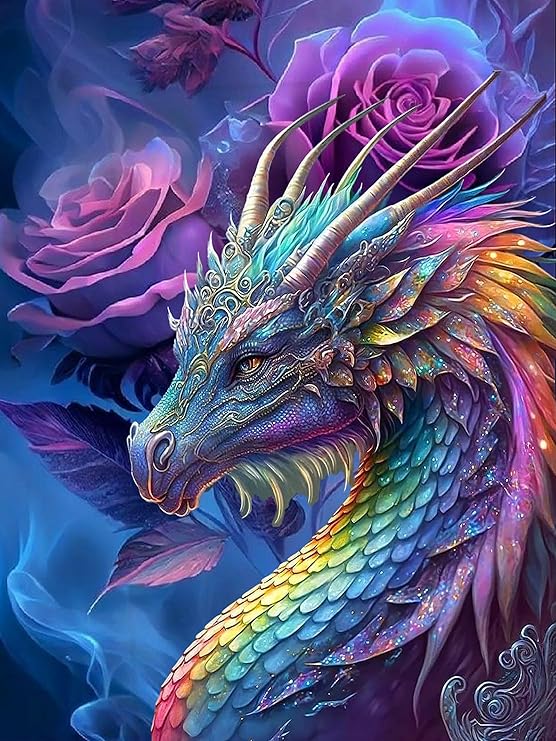Amazon.com: Meothan 5D Diamond Painting Kits for Adults Rose Dragon ...