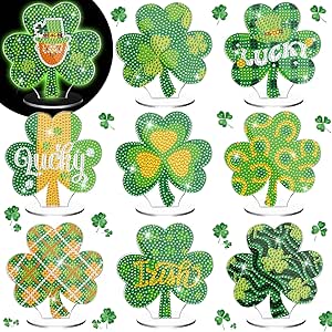 Amazon.com: DoubleFill 9 Pcs Luminous Saint Patrick Diamond Painting ...