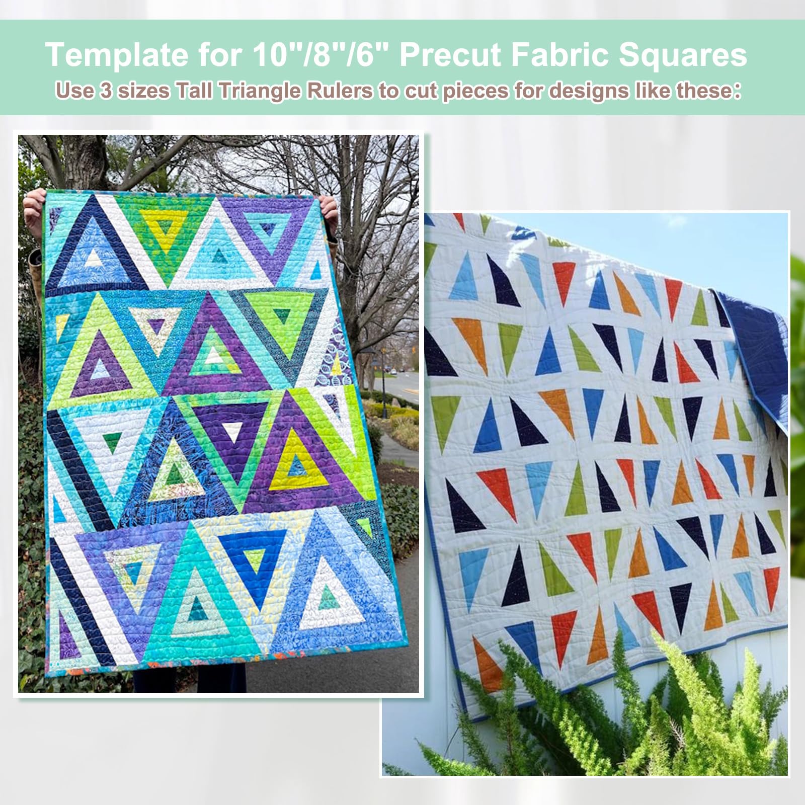 Snapklik.com : 3 Set Tall Triangle Rulers For Quilting 6 8 10 Inch ...