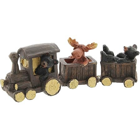 Amazon.com: Black Bears & Moose Riding a Train Figurine : Home & Kitchen