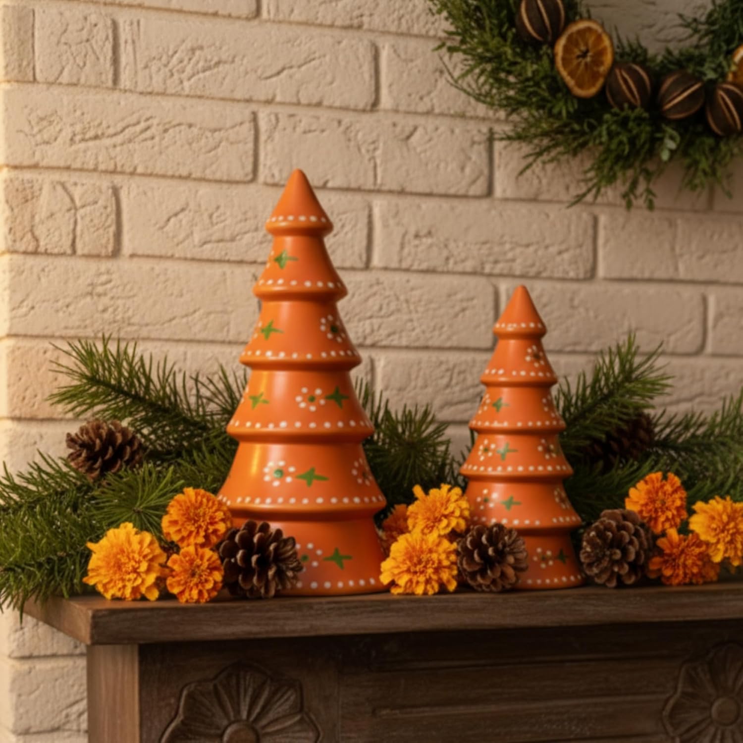 Amazon.com: Yalikop 2 Pcs Mexican Barro Ceramic Christmas Tree Day of ...