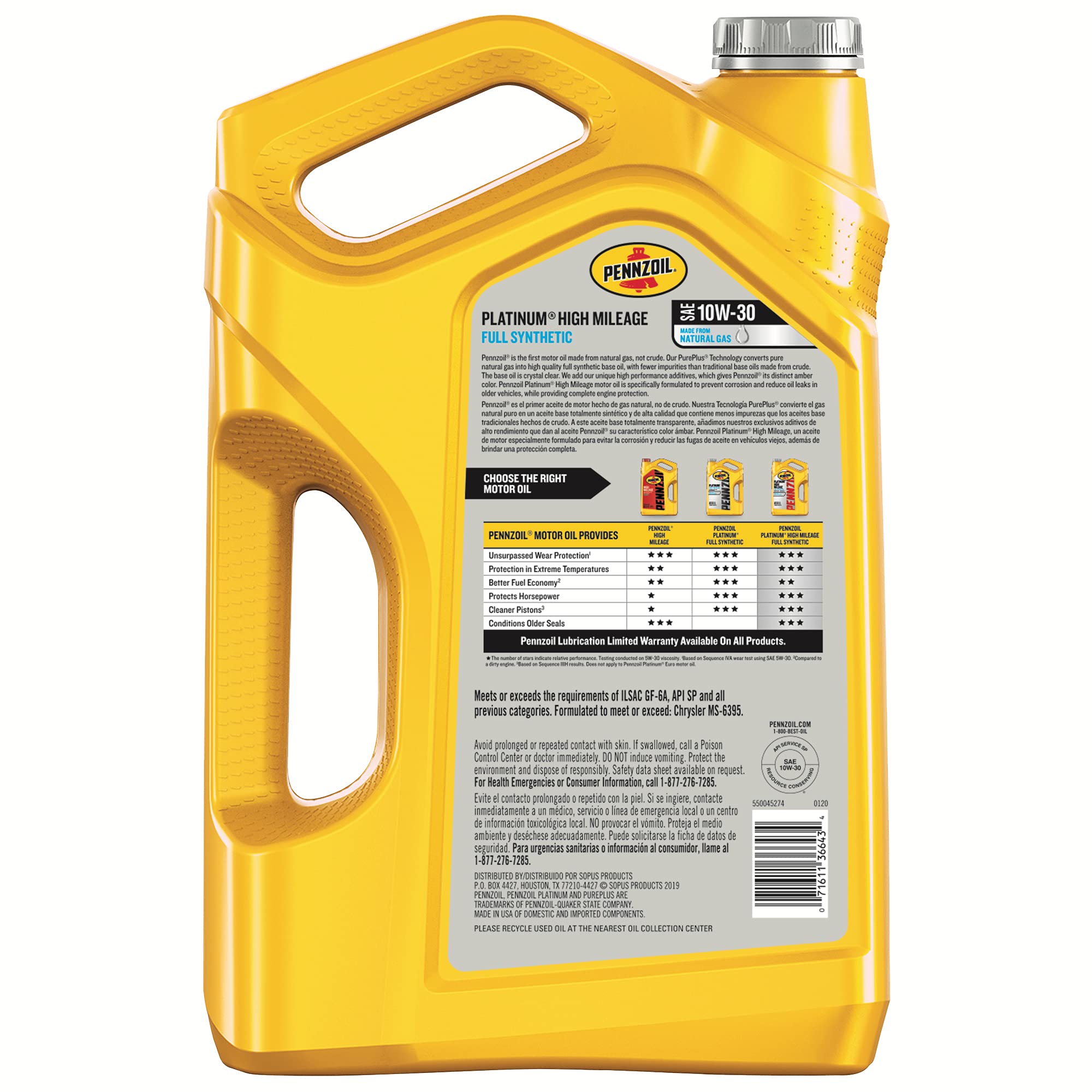 Snapklik.com : Platinum High Mileage Full Synthetic 10W-30 Motor Oil ...