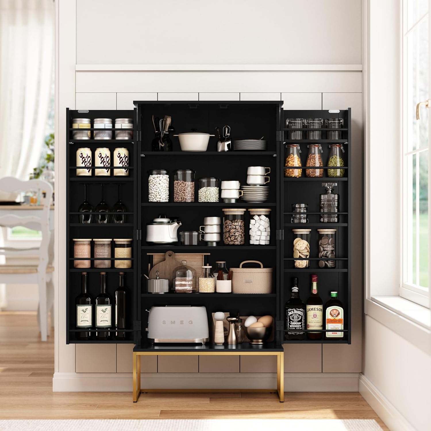 Amazon.com: ARTPOWER 46" Black Pantry Cabinets, Food Pantry Storage ...
