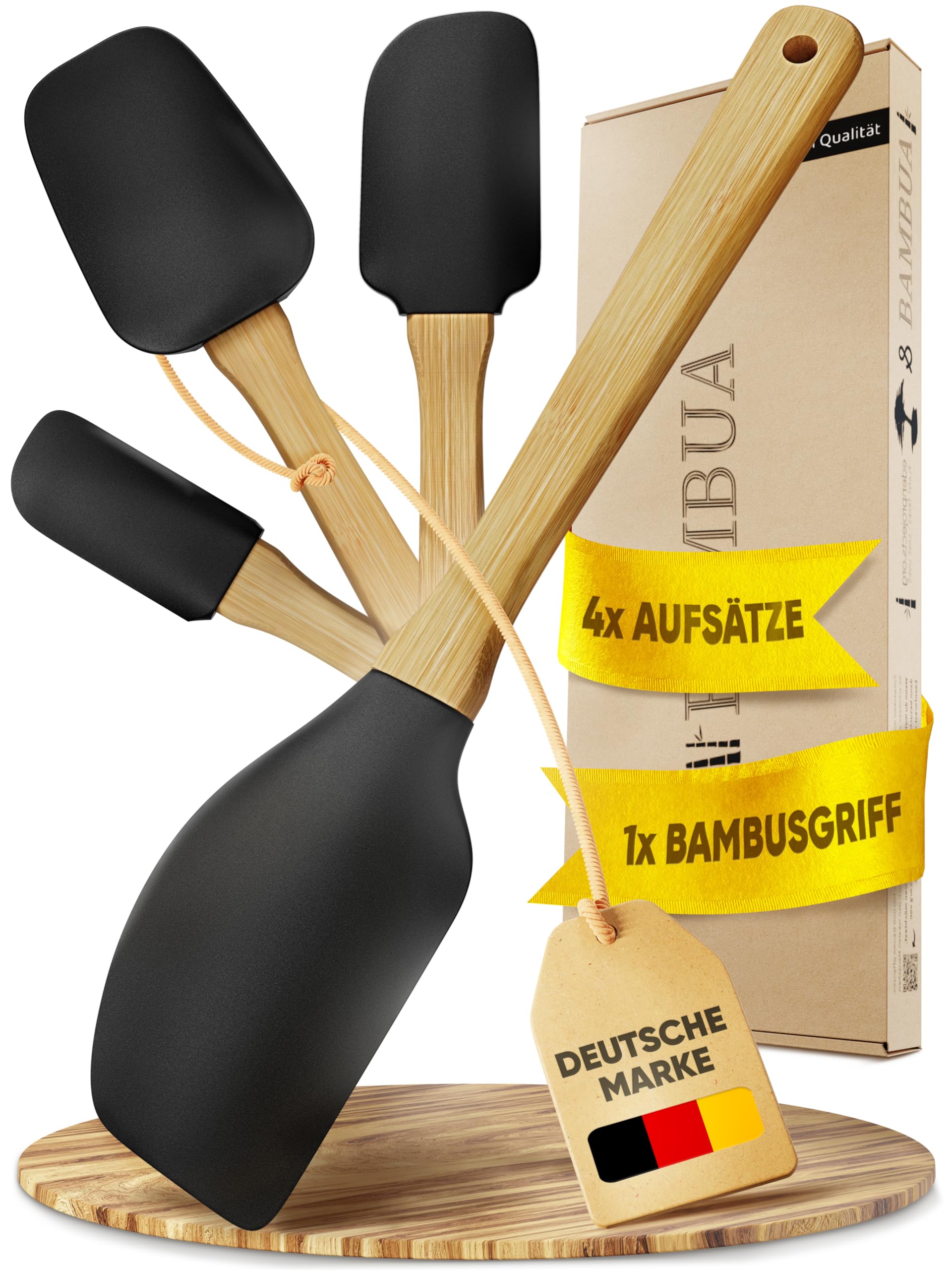 BAMBUA Teigschaber Silikon Set - (Inklusive 4 Aufsätze) Silikon ...