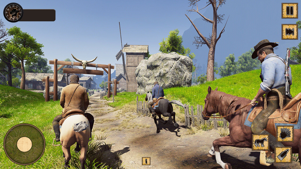 Real Red Cowboy Horse Riding Gunfighter: Wild Western Gangster Shooting ...