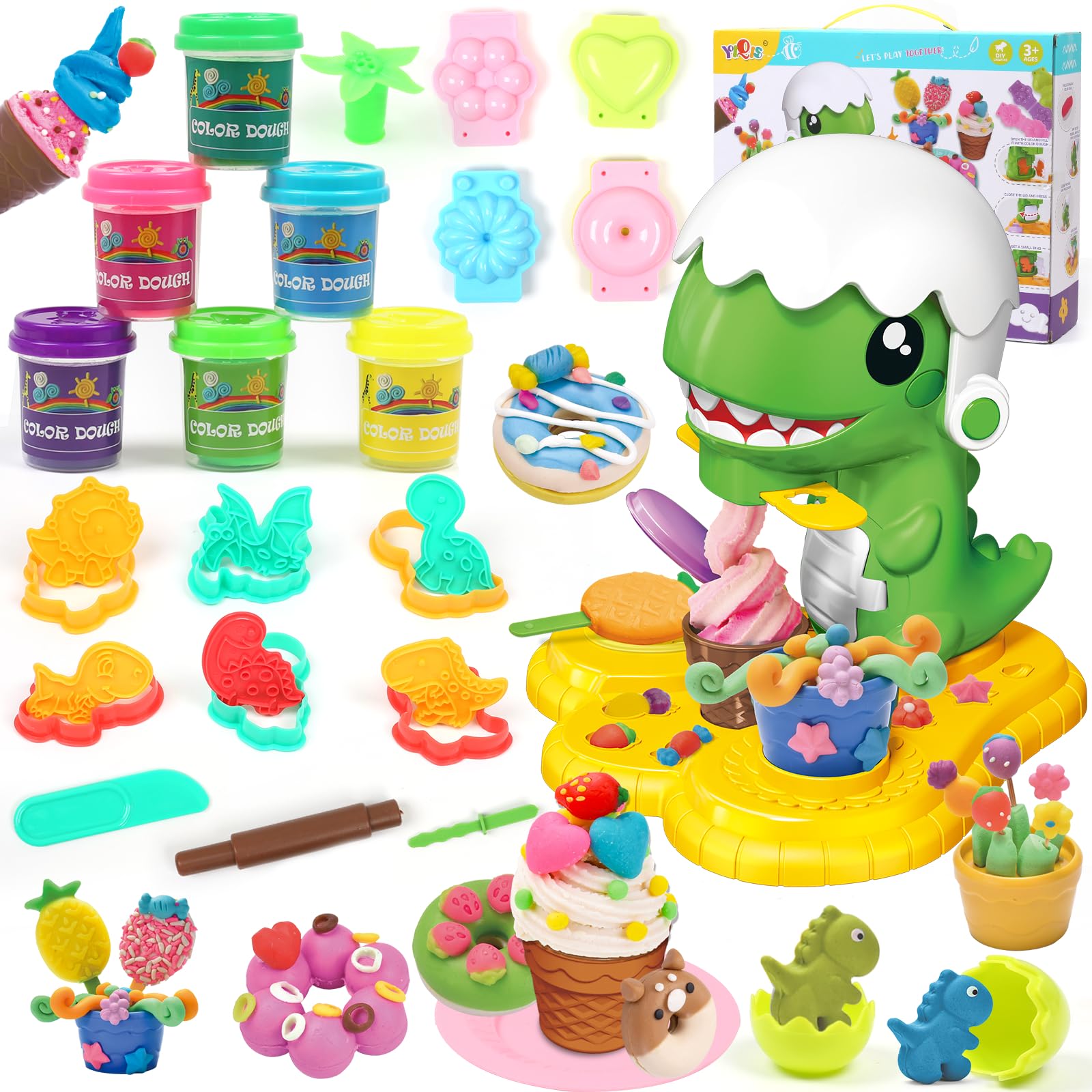 Amazon.com: Playdough Sets for Kids Ages 2-4,Dinosaur Play Dough Toys ...