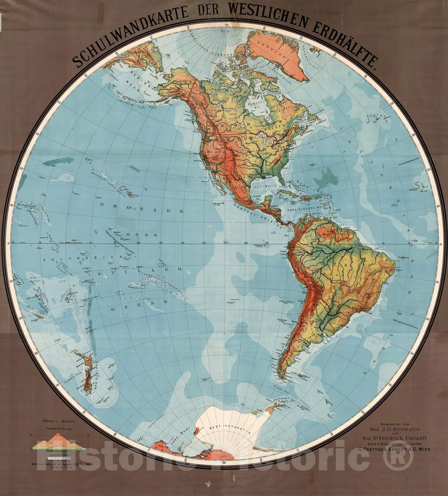Amazon.com: Historic Map - Wall Map, Western Hemisphere - Physical 1920 ...