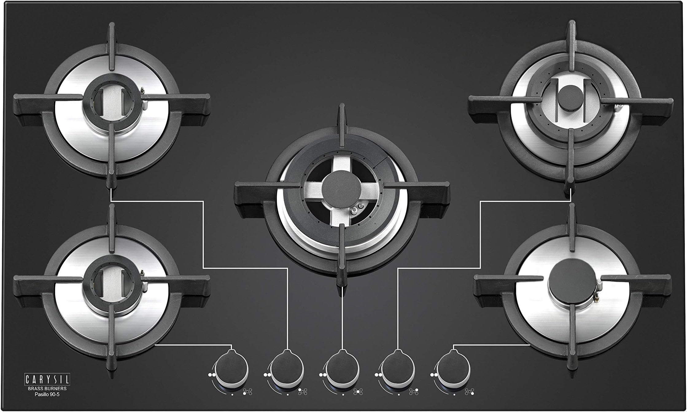 Carysil Passilo 5 Burner Built in Glass Hob 90 Cm : Amazon.in: Home ...