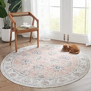 jinchan Round Rug 5Ft Persian Area Indoor Vintage Hallway Circle ...