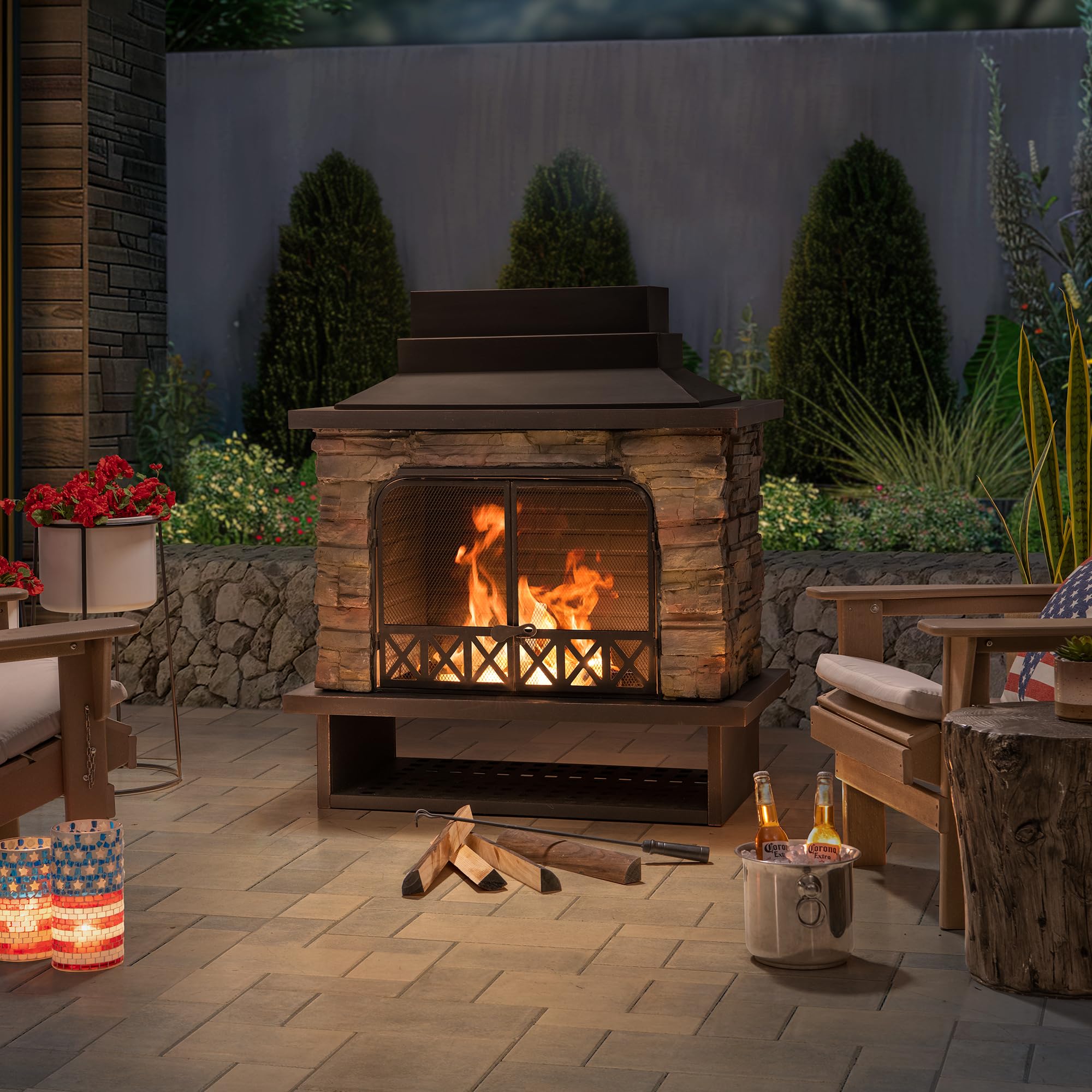 Sunjoy Jasper Outdoor Fireplace Sunjoy Heirloom Slate Wood Burning