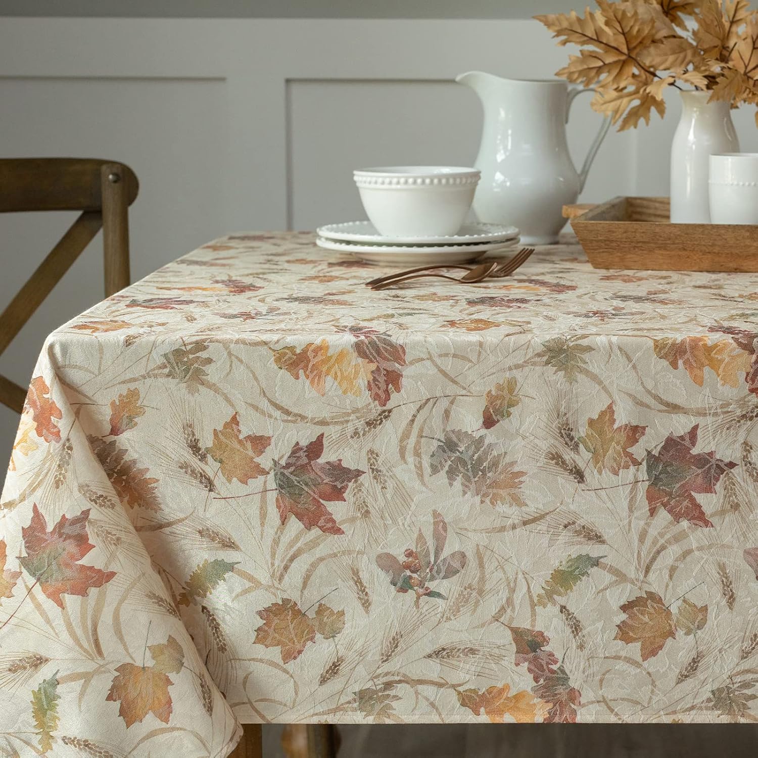 Amazon.com: Benson Mills Autumn Jacquard Printed Fabric Tablecloth for ...