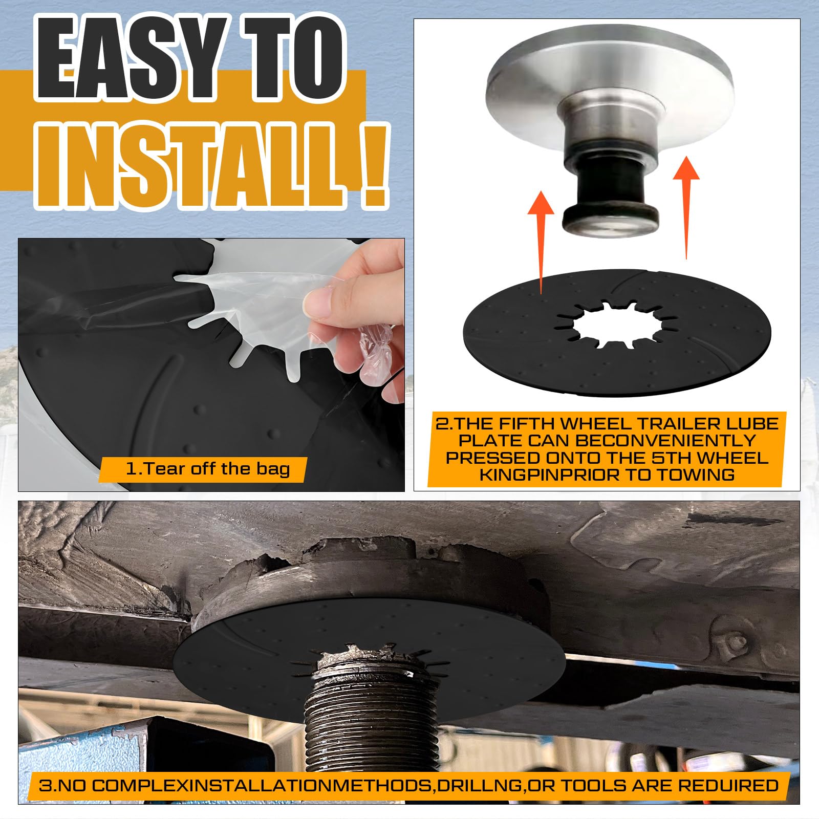 Snapklik.com : Threlaco 2 Pack 5th Wheel Hitch Lube Plate 10 Inch RV ...