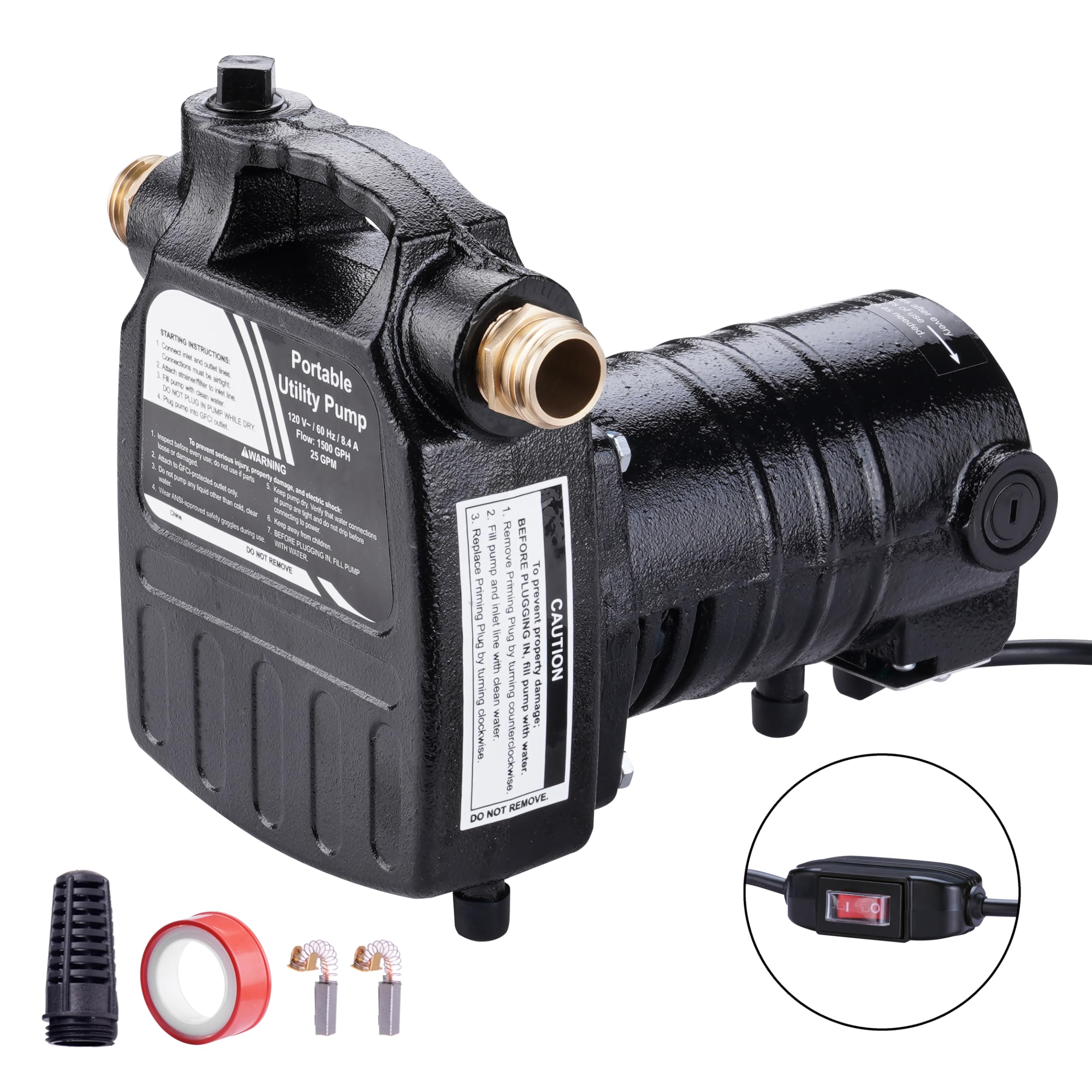 Snapklik.com : Trupow 1/2HP 1450GPH 115-Volt Cast Iron Portable ...