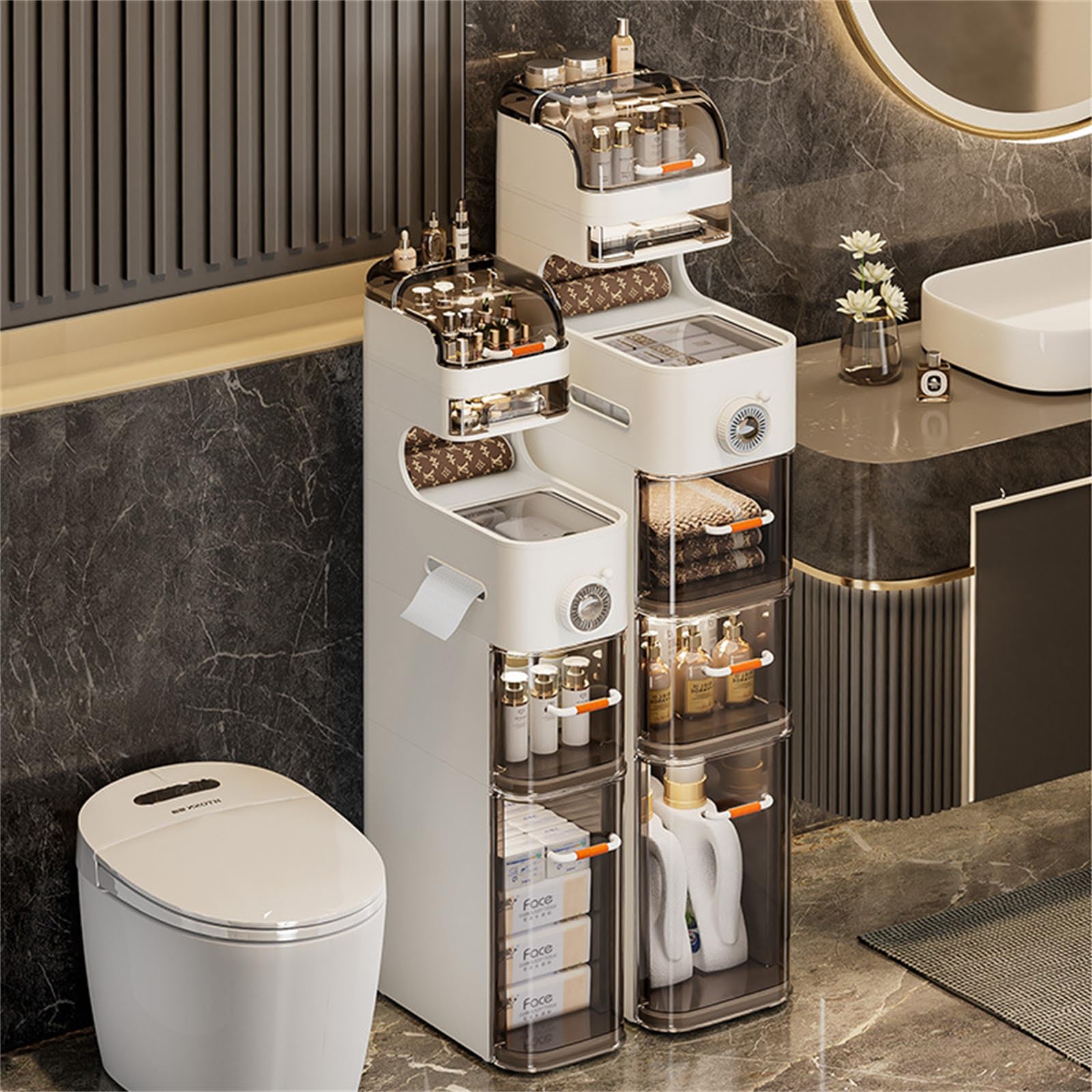 Amazon.com: CMINAUS Narrow Bathroom Standing Storage Cabinet,Bathroom ...