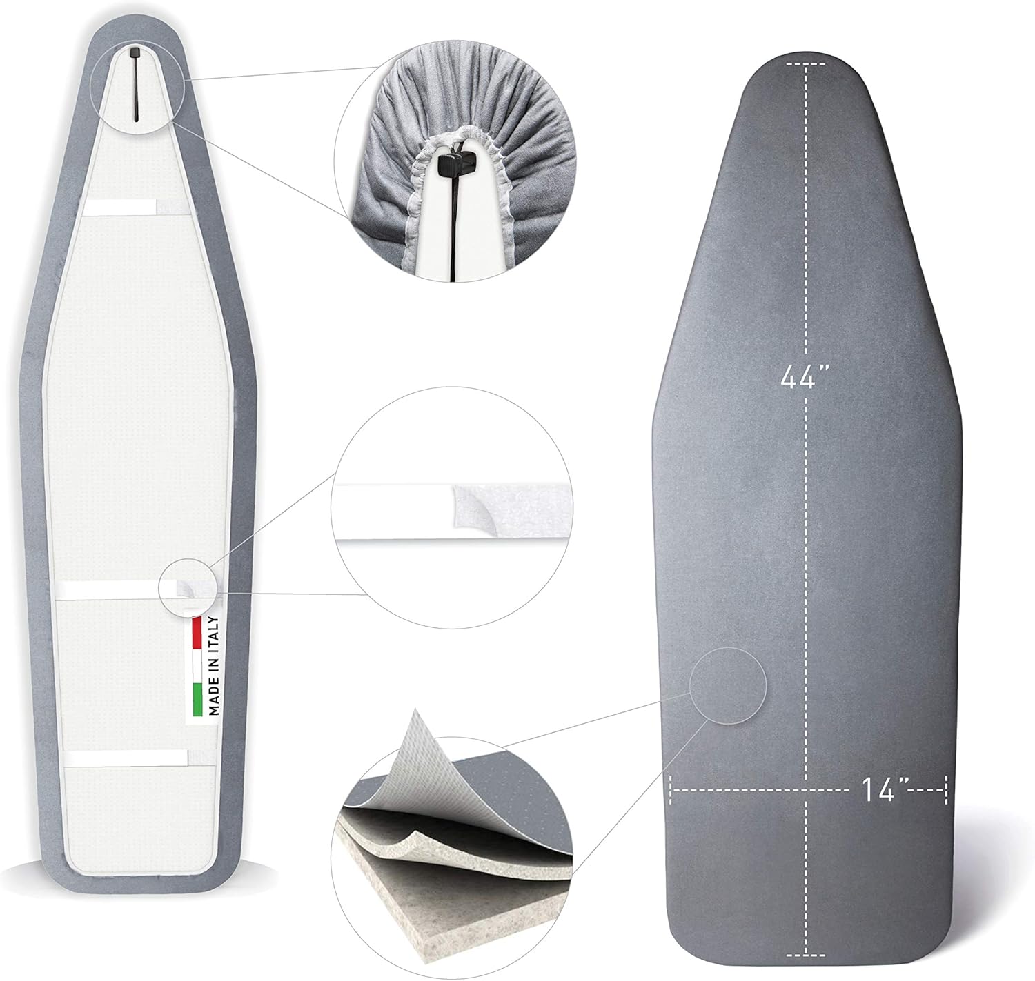 Amazon.com: TIVIT Ironing Board Cover 14 x 44, Made in Italy. Pro Grip ...
