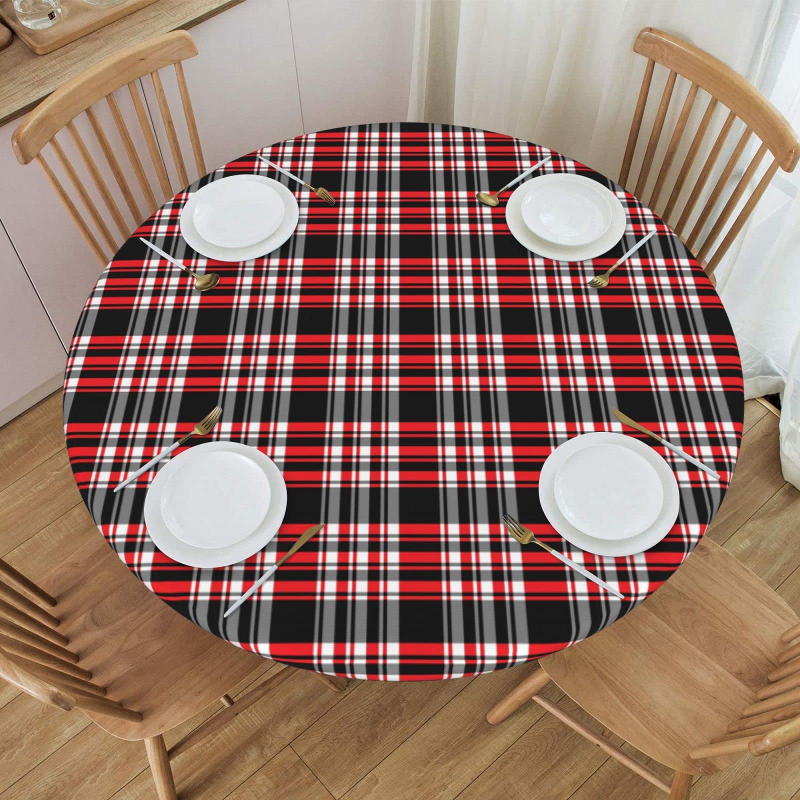 Amazon.com: Fiokroo Black White and Red Checkered Tablecloth with ...