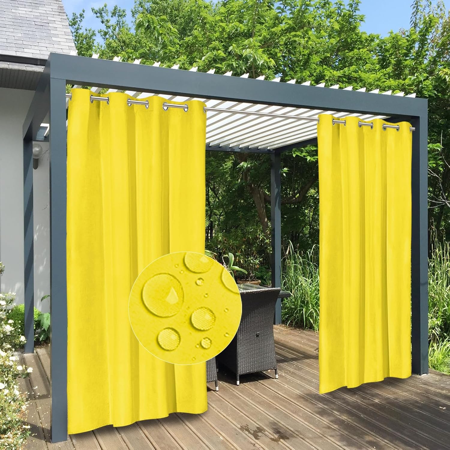 Amazon.com: Easy-Going 100% Waterproof Outdoor Curtains Windproof ...