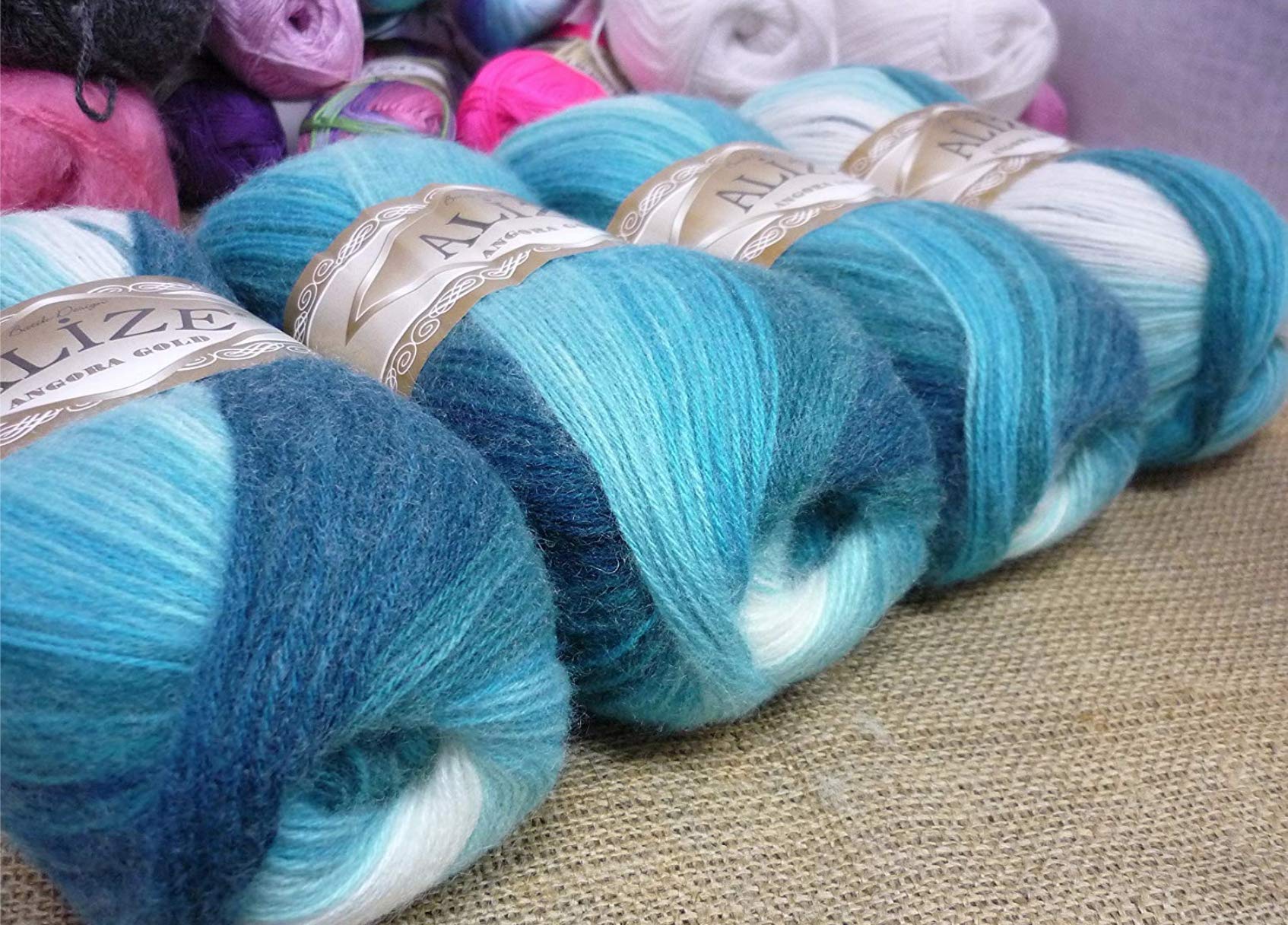 Turkish Hand Alize Angora Gold Yarn - 80% Acrylic 20% Wool Gradient ...