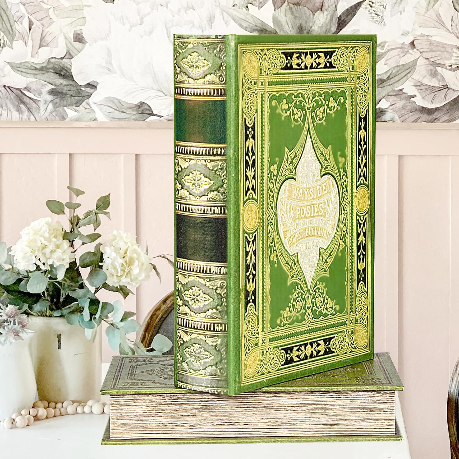Amazon.com: DROFELY Decorative Book Box Vintage Style Green Imitation ...