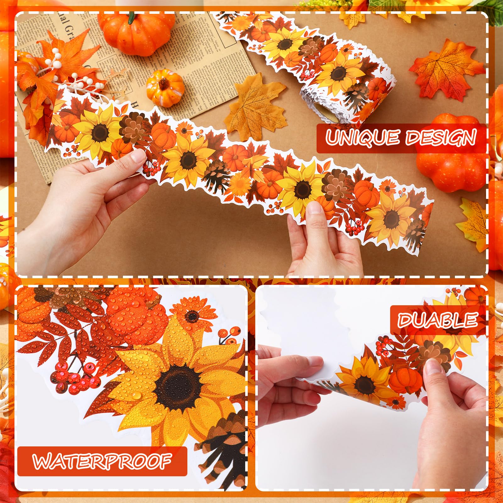 Snapklik.com : 65.6 Ft Thanksgiving Bulletin Board Border Fall Pumpkin ...